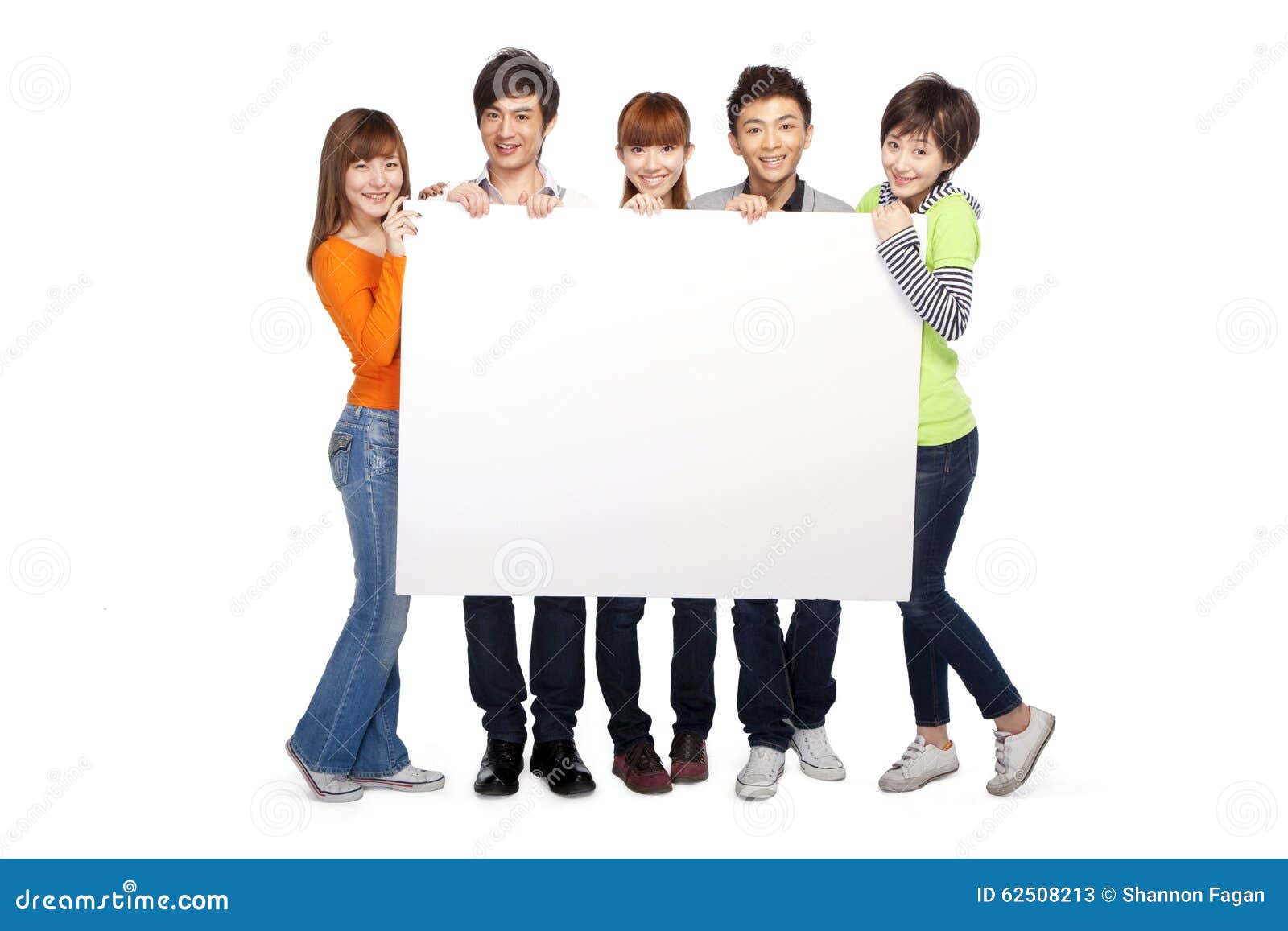 A Group of Young People Holding a Blank Sign Stock Image - Image of ...