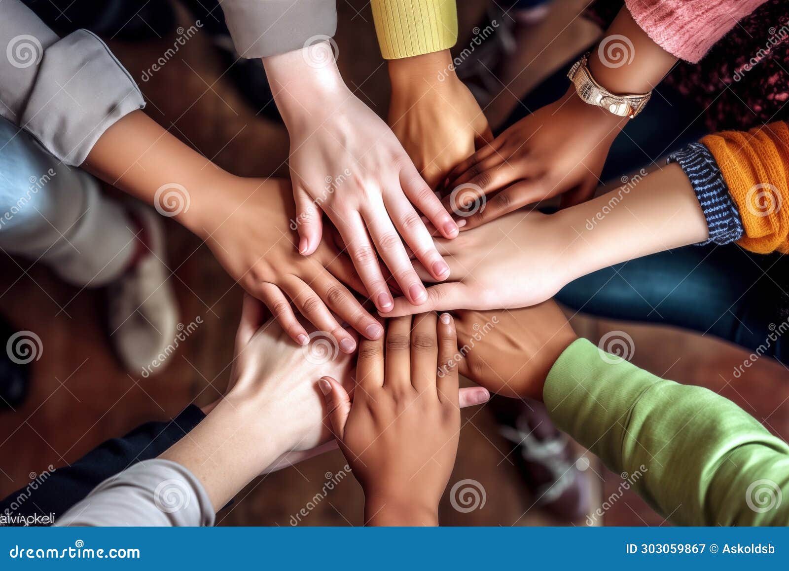 Group of Young People Holding Hands Together. Teamwork Concept. Close ...