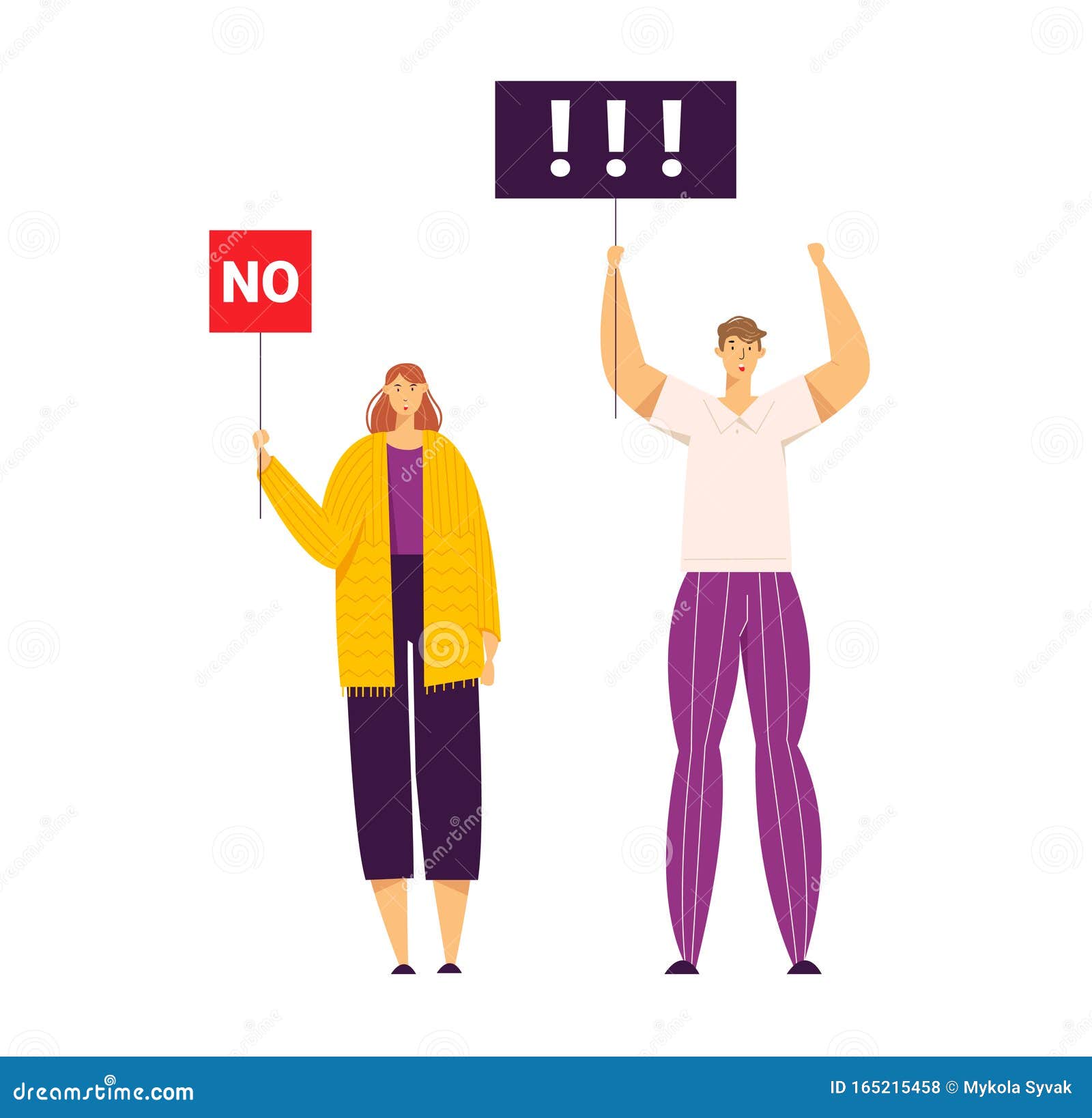 Crowd Of Protesting People Holding Banners Vector Illustration ...