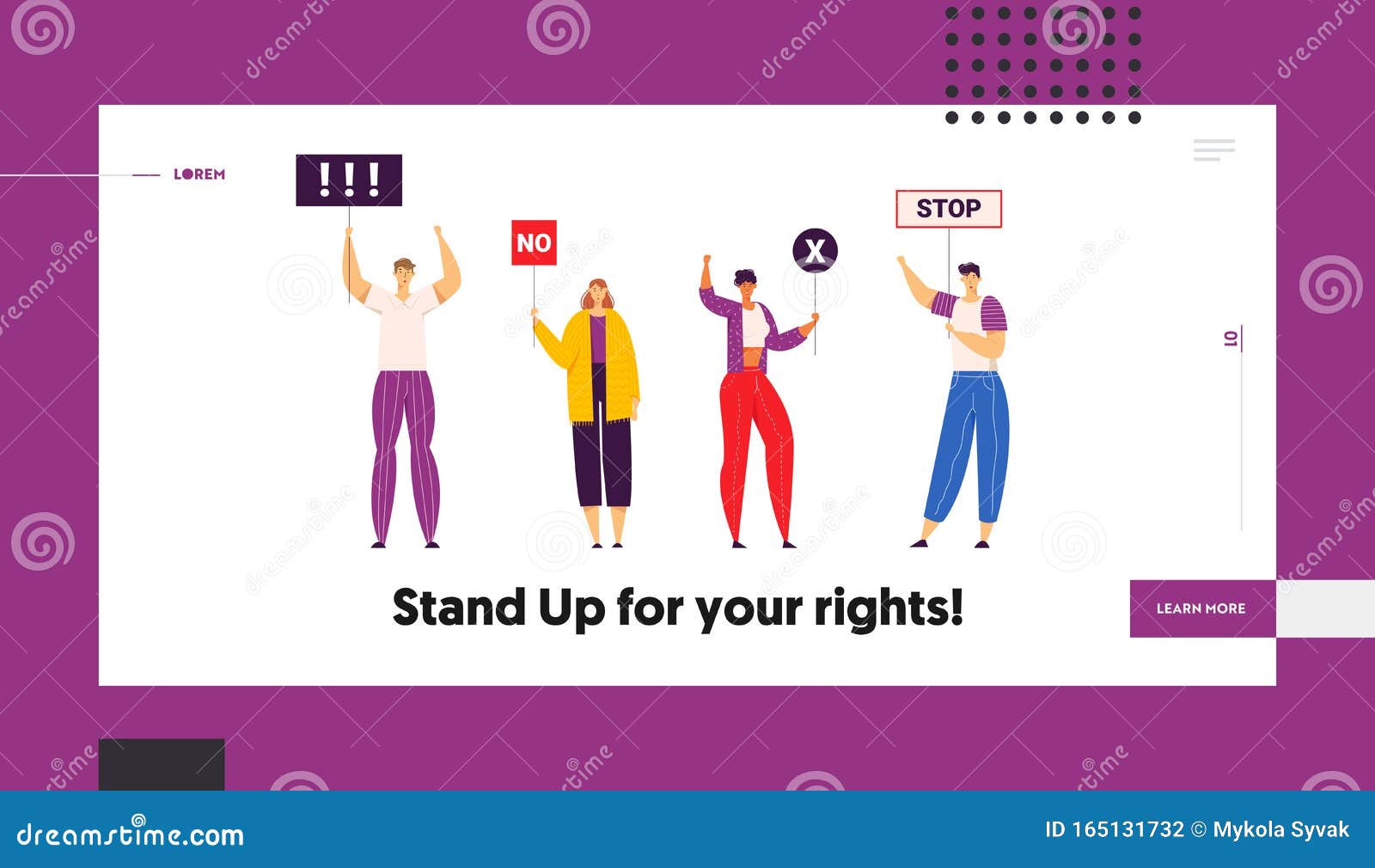 Group of Young People Holding Protest Signs on the Strike Landing Page ...