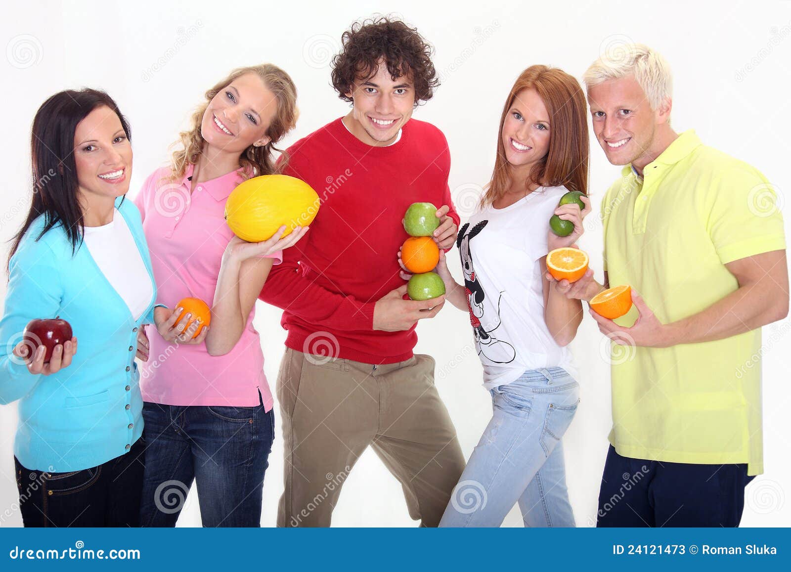Group Of Young People Holding Some Fruit Stock Photos - Image: 24121473