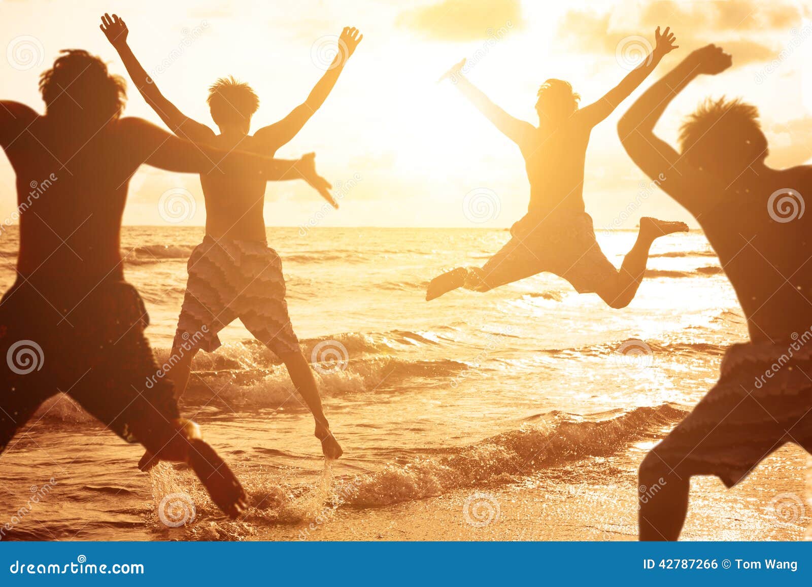 Group of Young People Jumping at the Beach Stock Photo - Image of disco ...