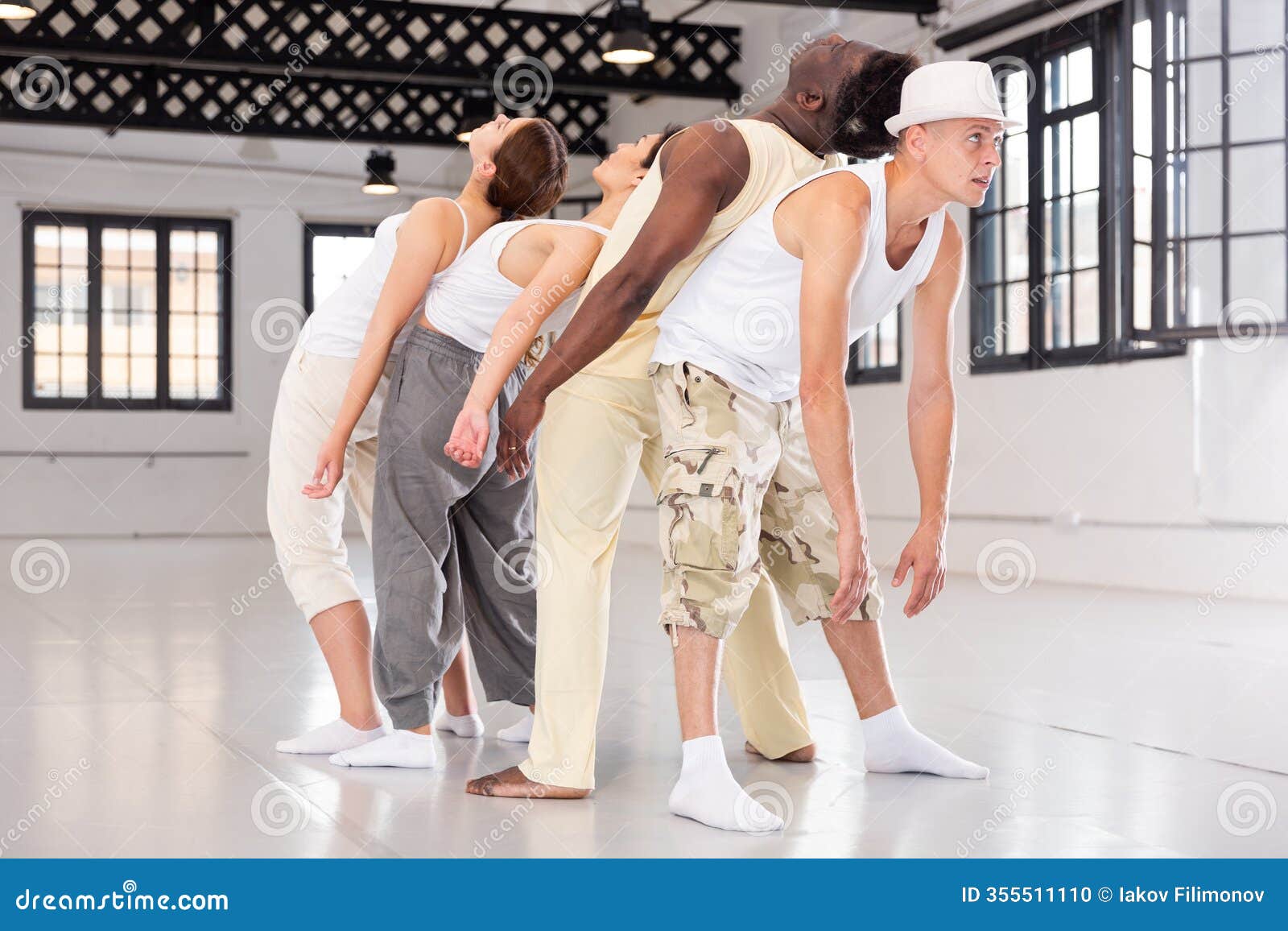 Group of Young People Learning Modern Dance Movements Stock Photo ...