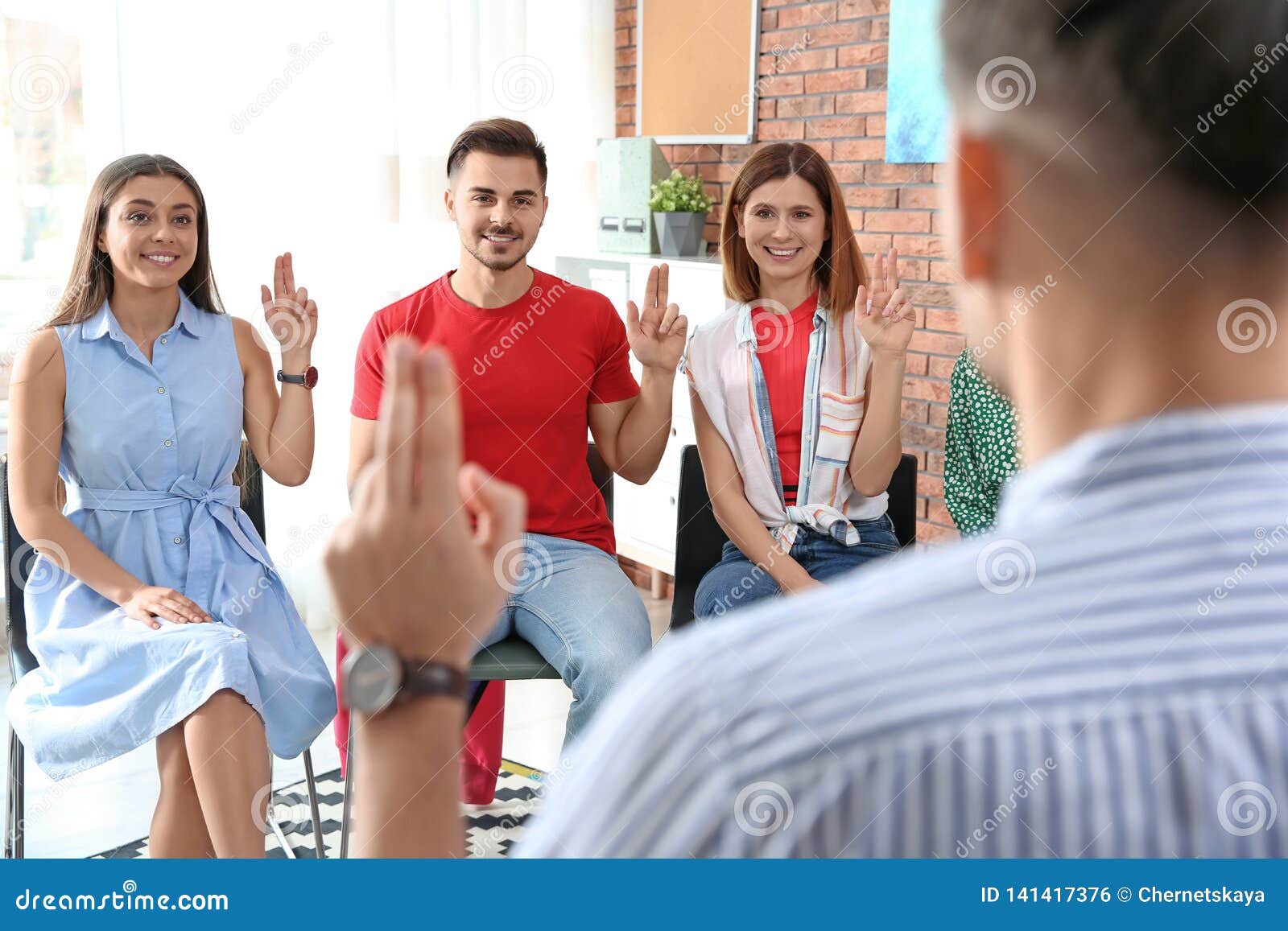 Group of Young People Learning Sign Language Stock Photo - Image of ...