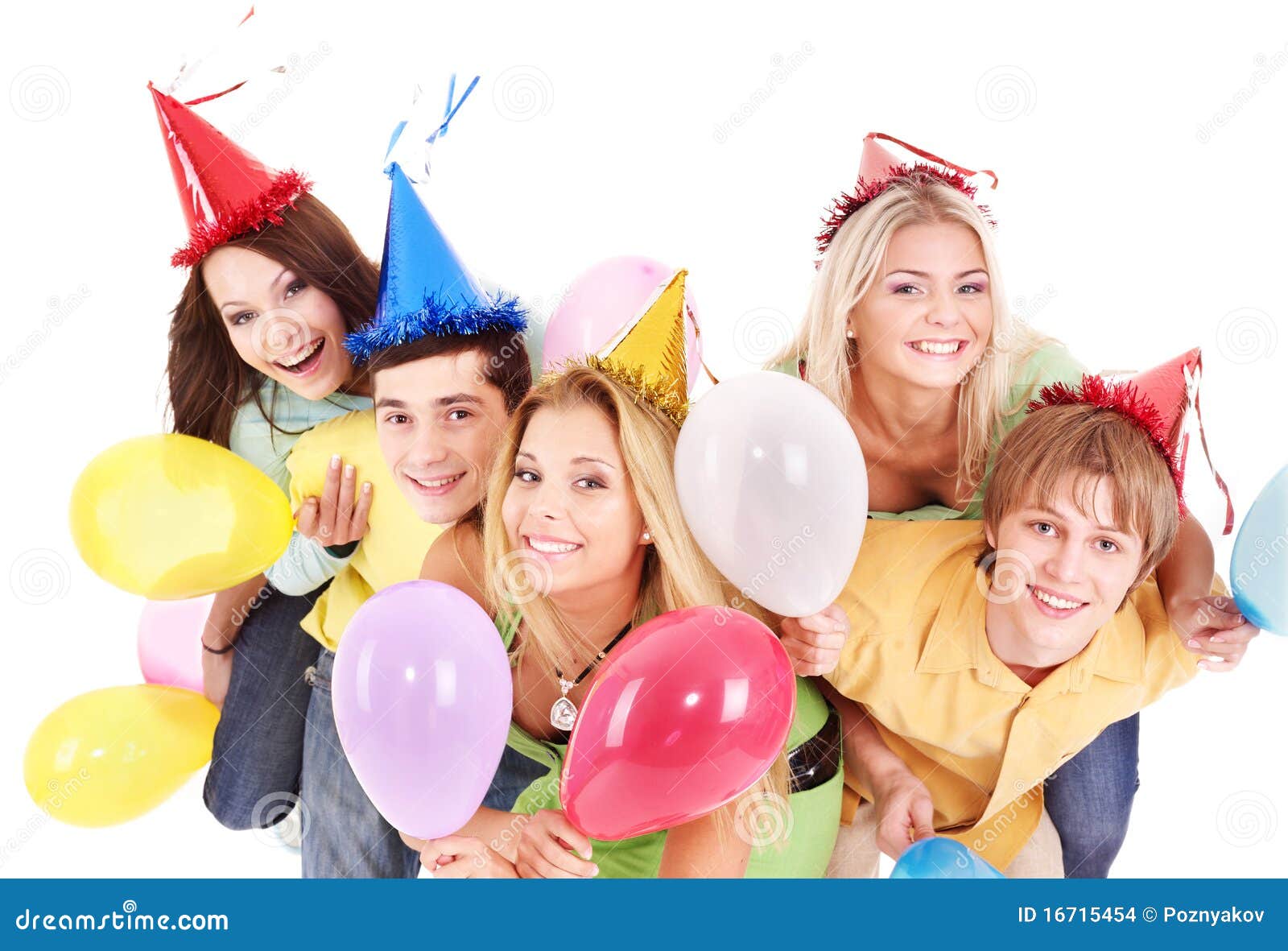 Group of Young People in Party Hat. Stock Photo - Image of group ...