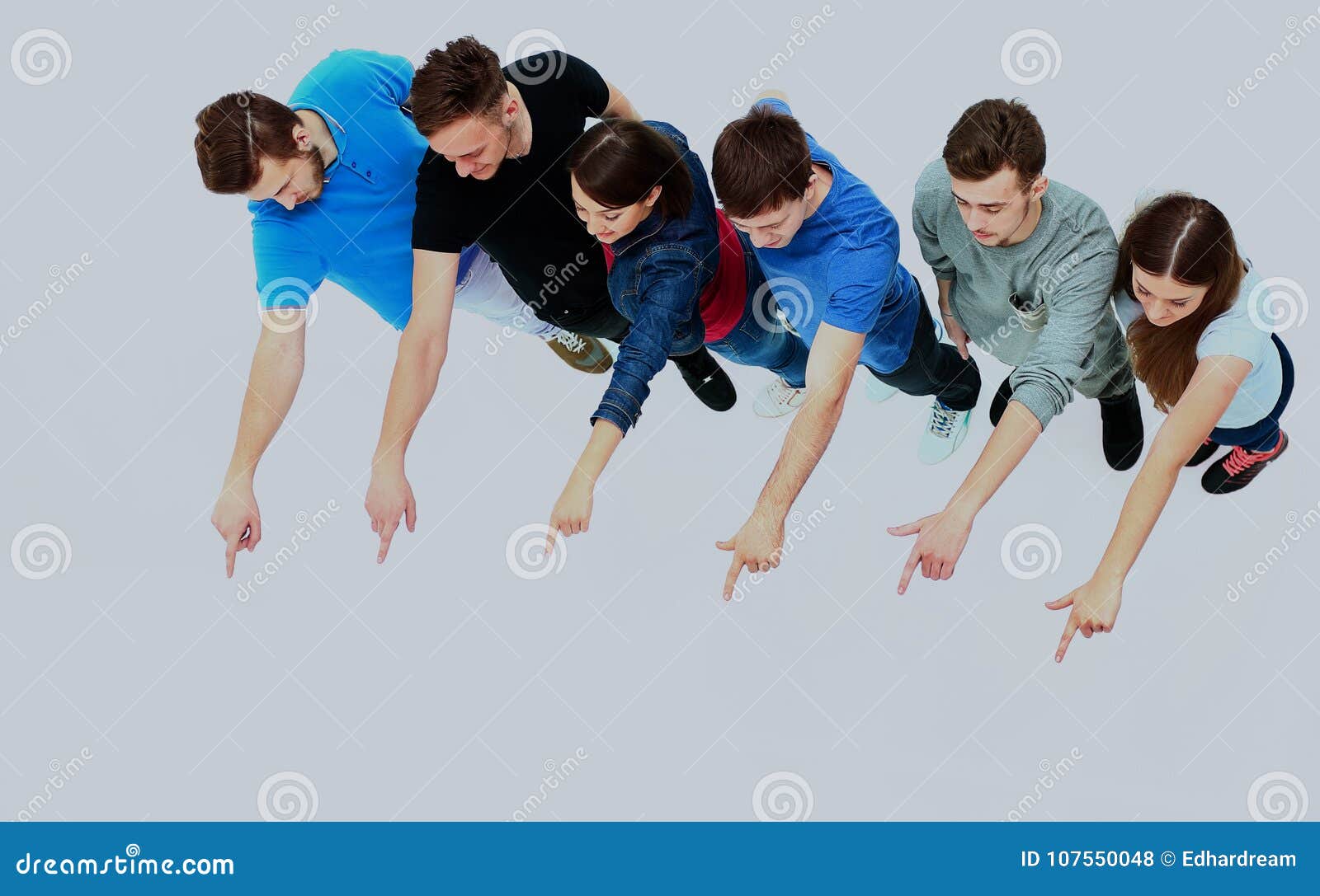 Group of Young People Pointing at Something. Stock Photo - Image of ...