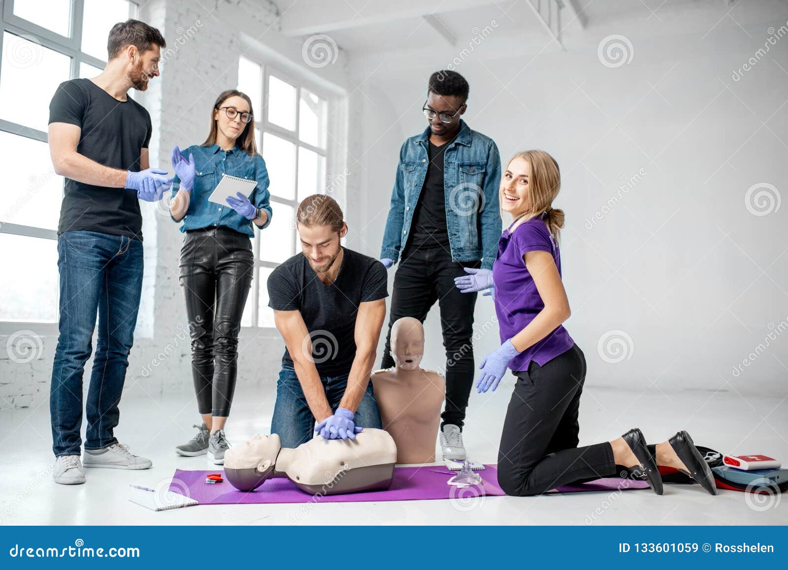 Group of Young People during the First Aid Training Stock Image - Image ...