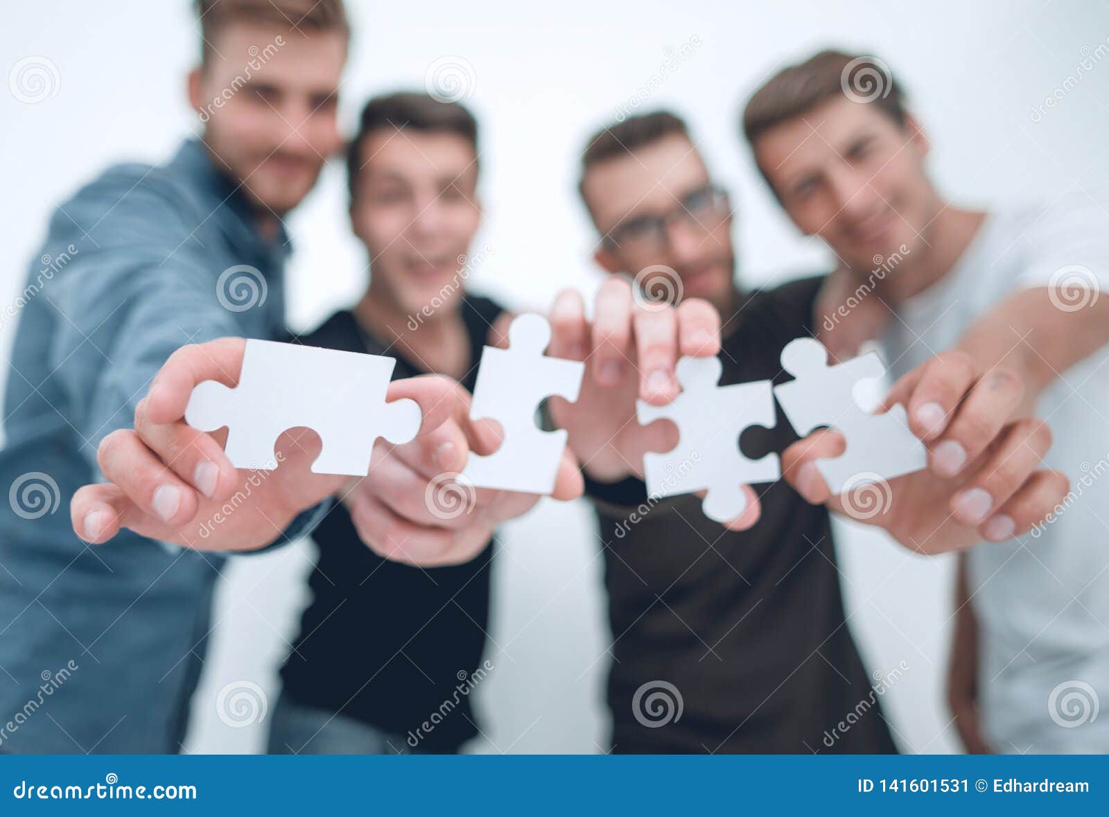Group of Young People with Puzzle Pieces Stock Image - Image of ...