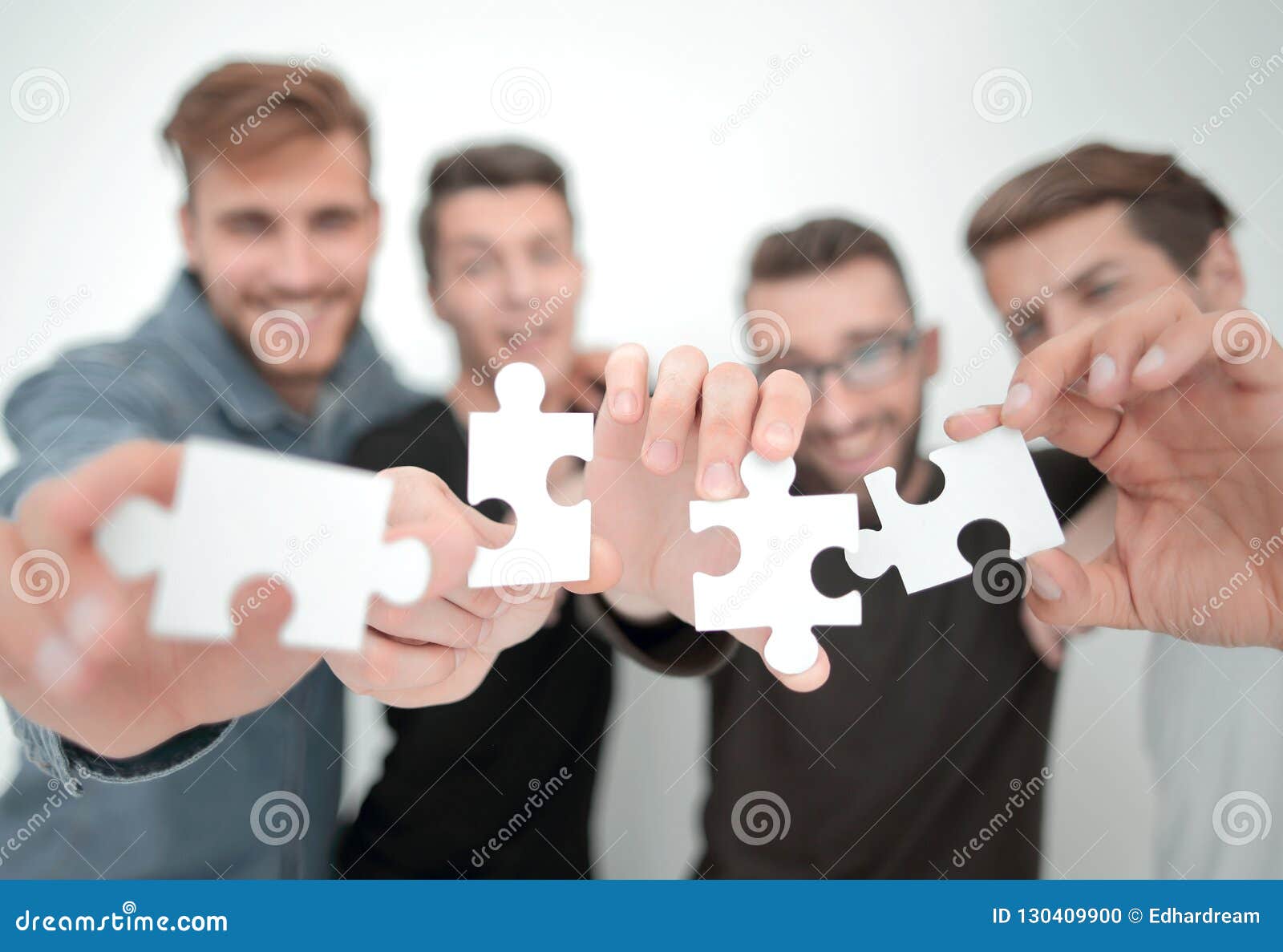 Group of Young People with Puzzle Pieces Stock Photo - Image of ...
