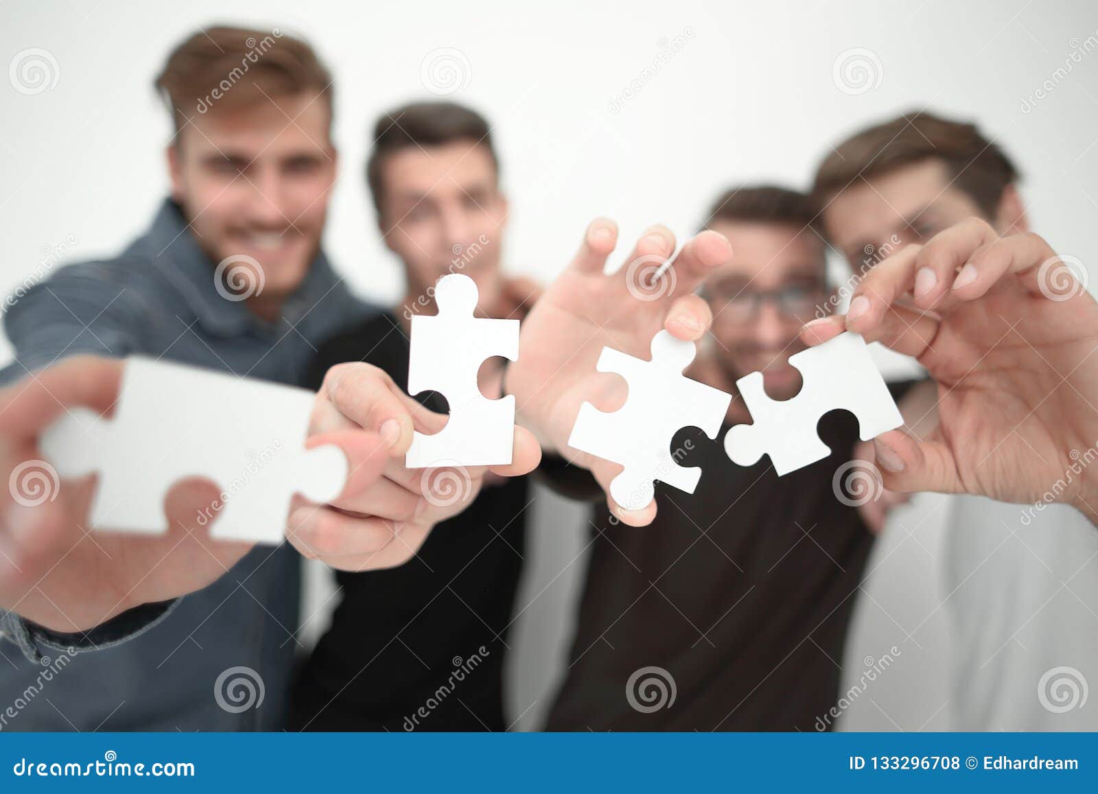 Group of Young People with Puzzle Pieces Stock Photo - Image of adult ...