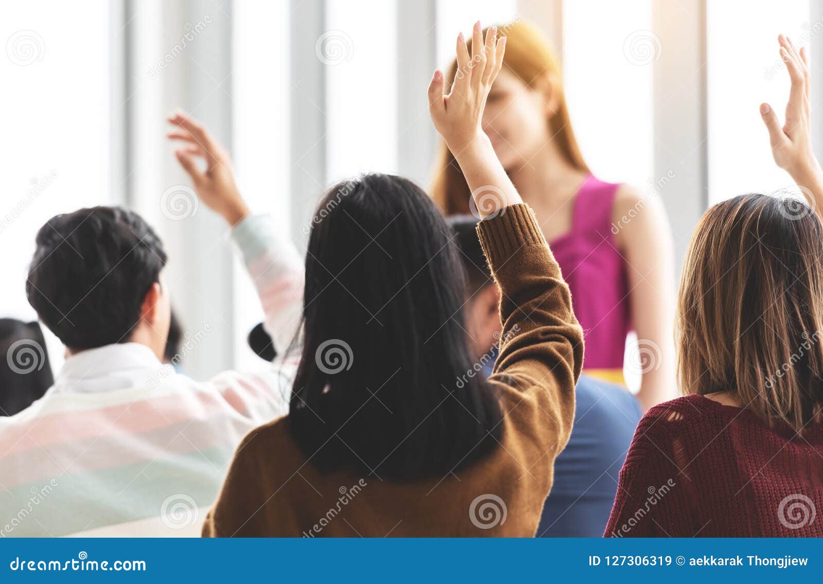 Group of Young People Raising Hands Up. Stock Image - Image of hands ...