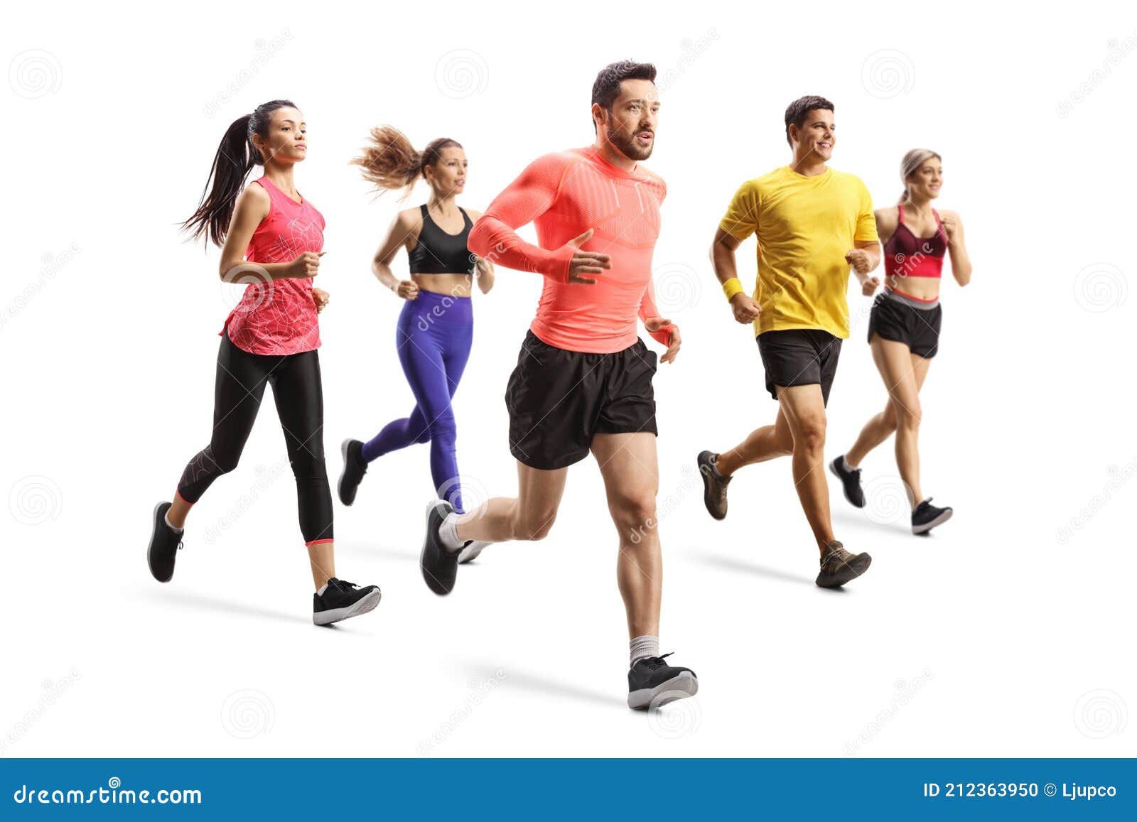 Group of Young People Running a Race Stock Photo - Image of female ...