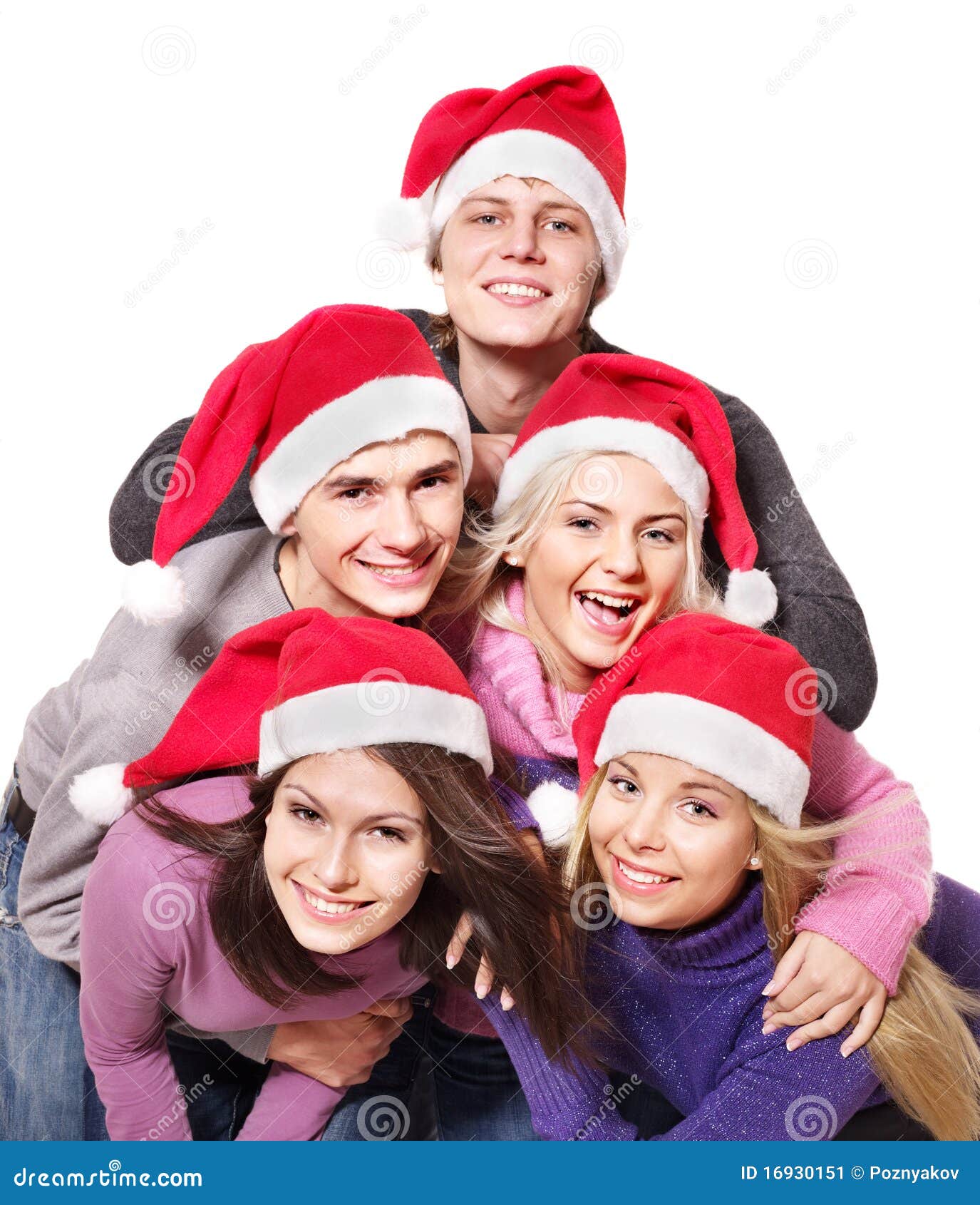 Group Young People in Santa Hat Stock Image - Image of adult, together ...