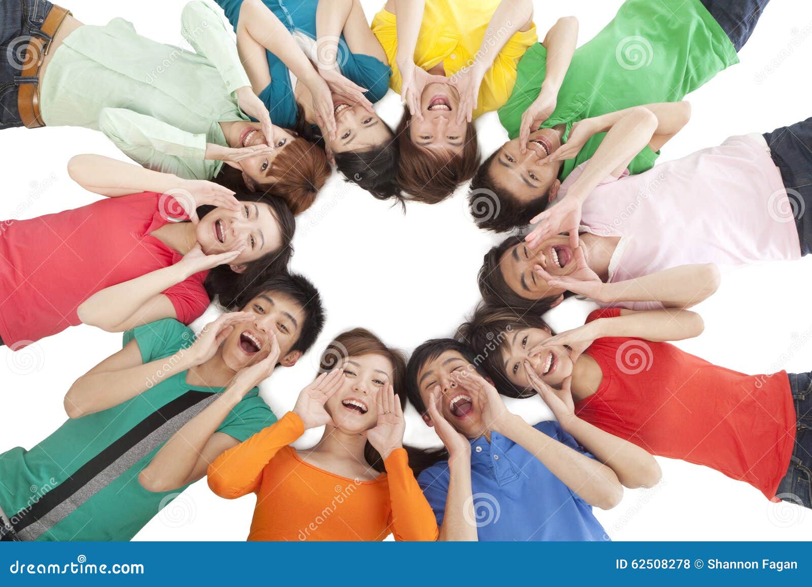 A Group of Young People Shouting in a Circle Stock Photo - Image of ...