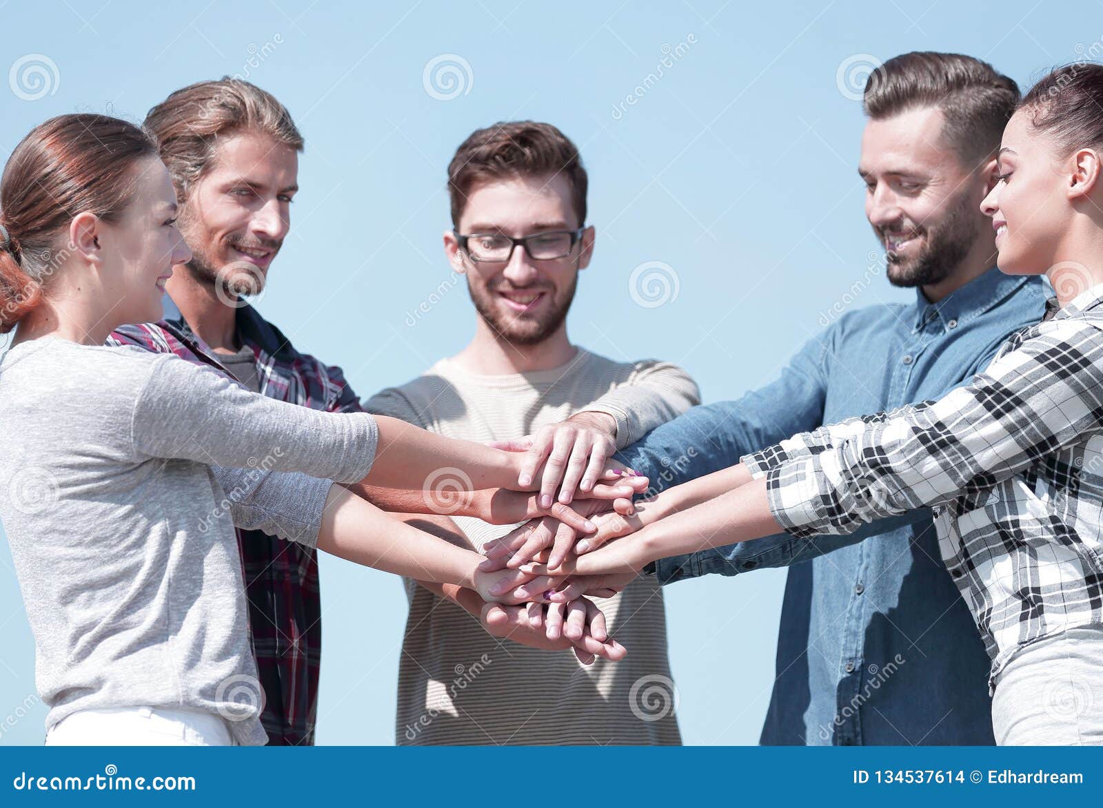 Group of Young People Shows Their Unity. Stock Photo - Image of ...