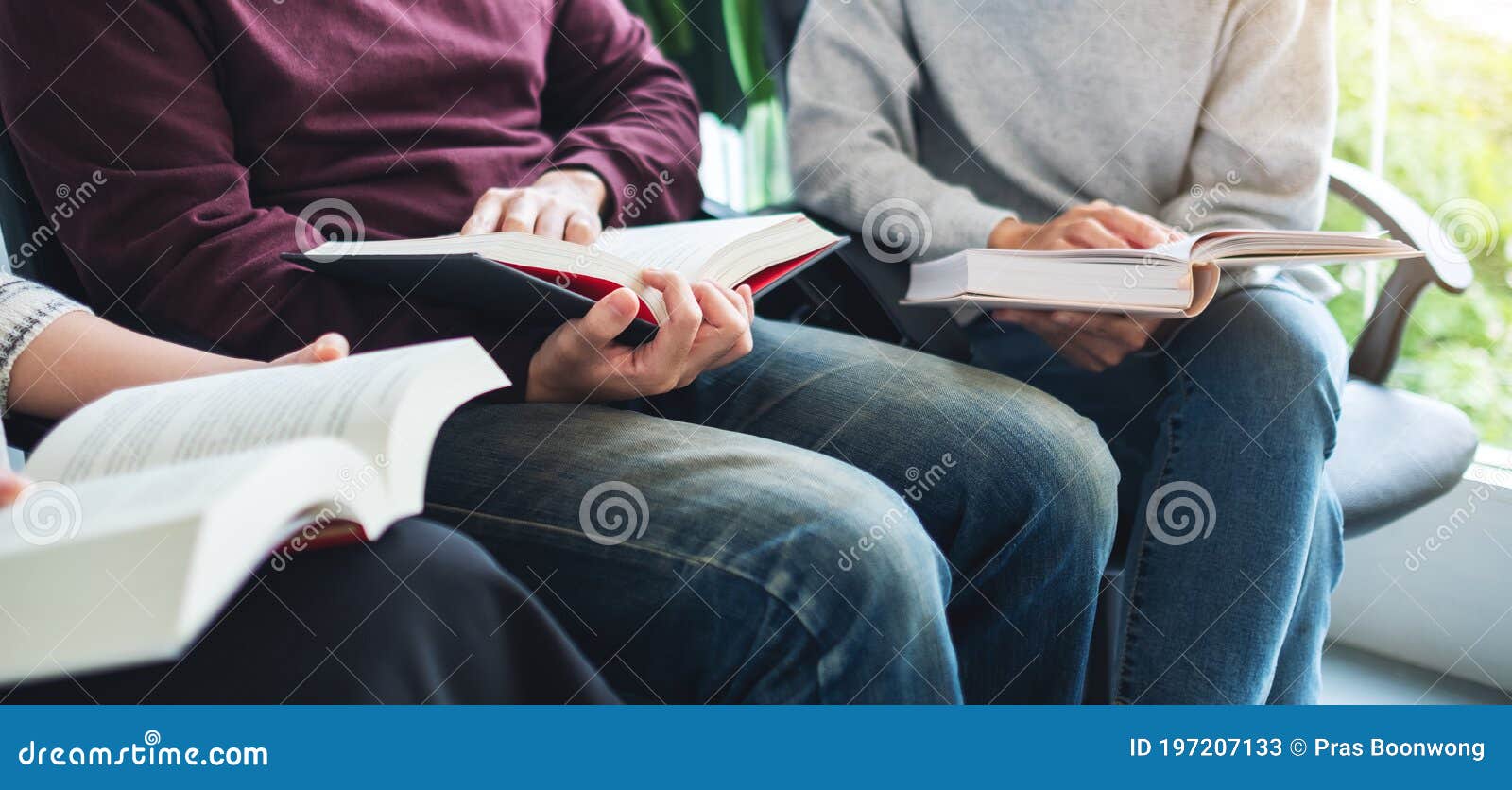 Group of Young People Enjoyed Reading Books Together Stock Image ...