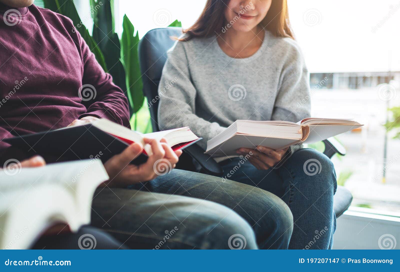 Group of Young People Enjoyed Reading Books Together Stock Image ...