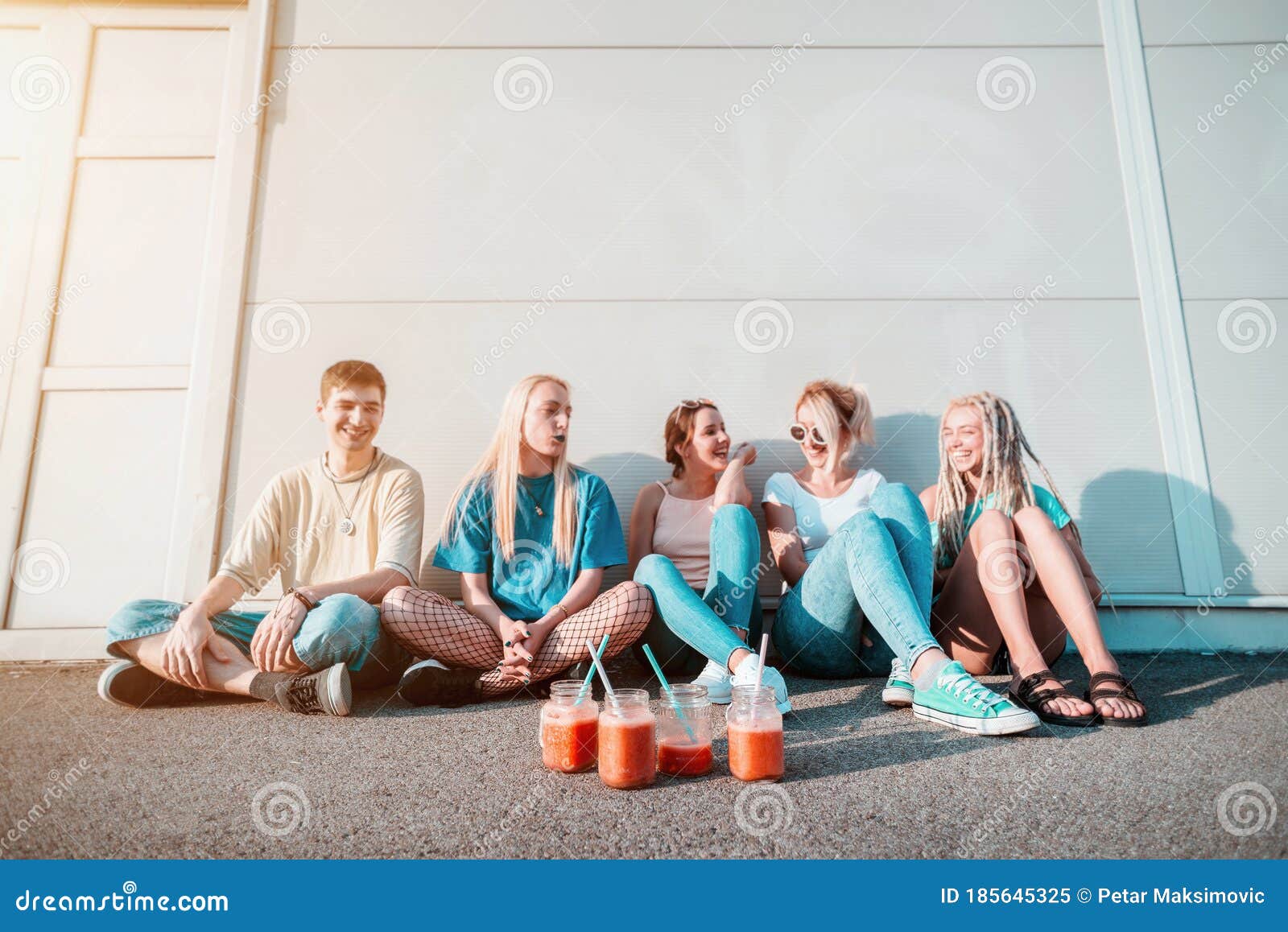 Group of Young People with Smoothie Drinks Stock Image - Image of ...