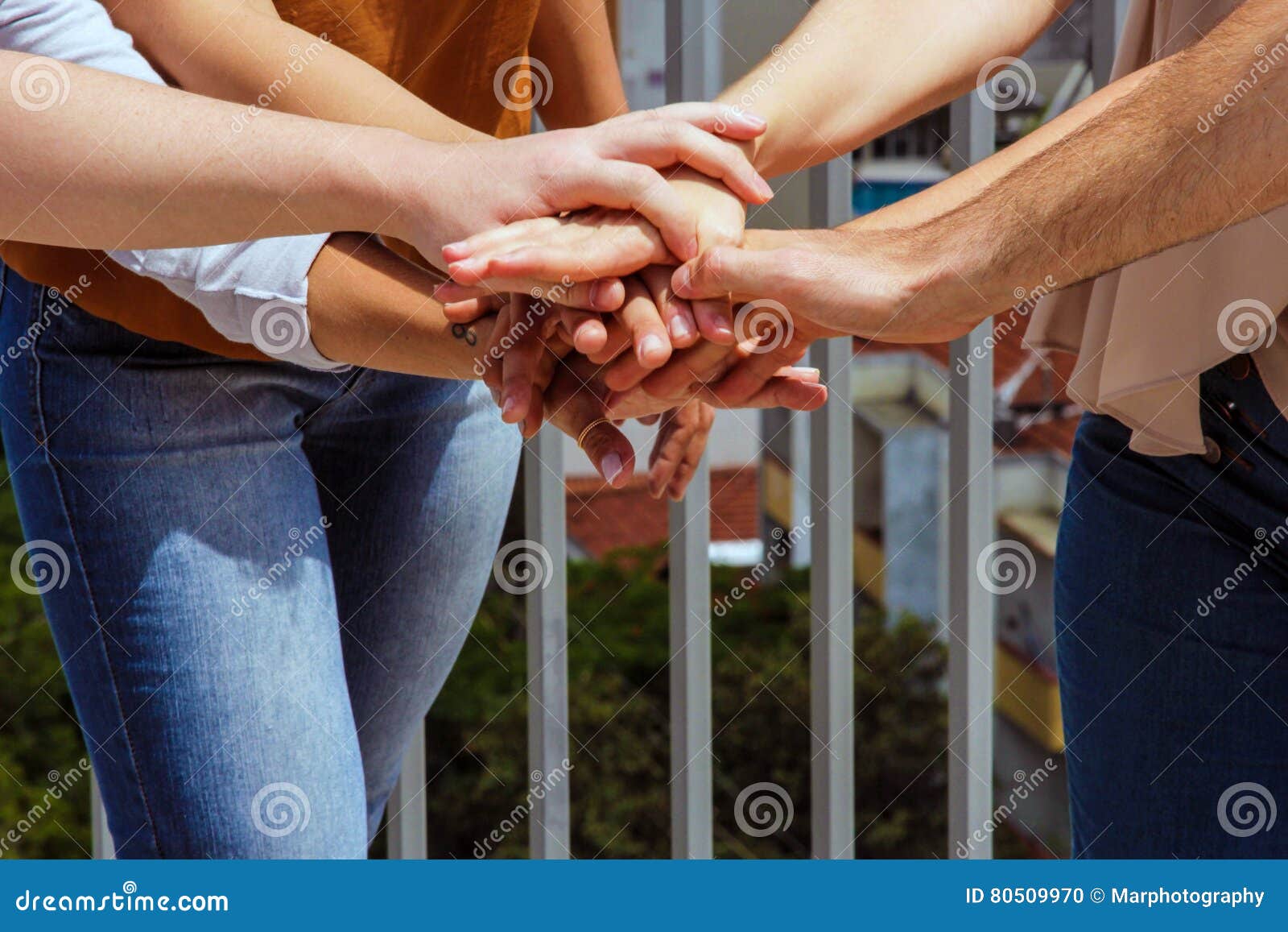 Group of Young People Stacking Their Hands Stock Photo - Image of ...