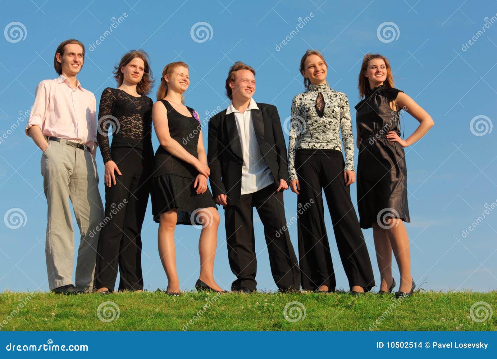 Group of Young People Stand on Meadow Stock Photo - Image of person ...