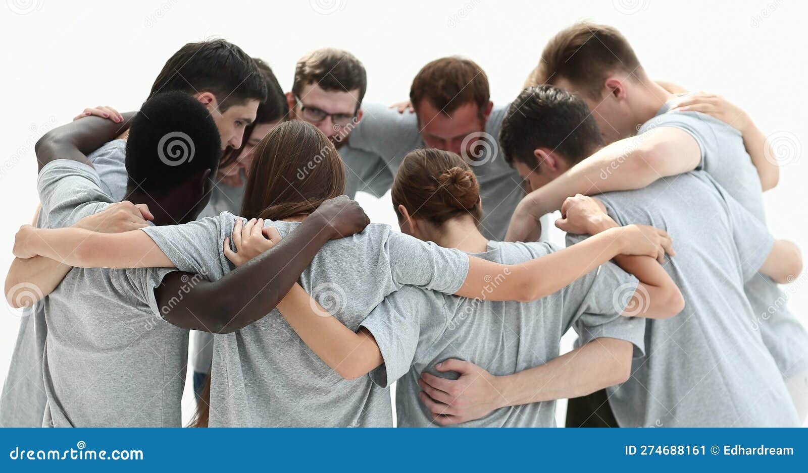 Group of Young People Standing in a Circle and Hugging Each Othe Stock ...