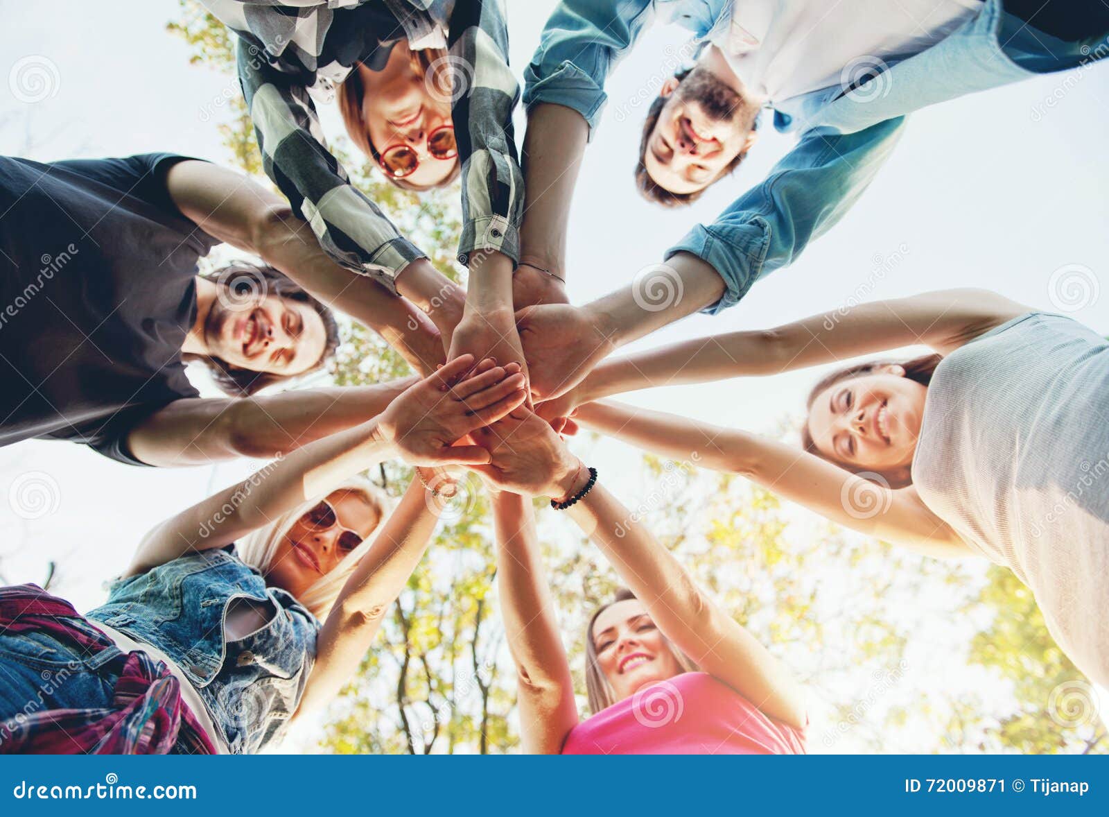 Group of Young People Standing in a Circle, Outdoors Stock Image ...