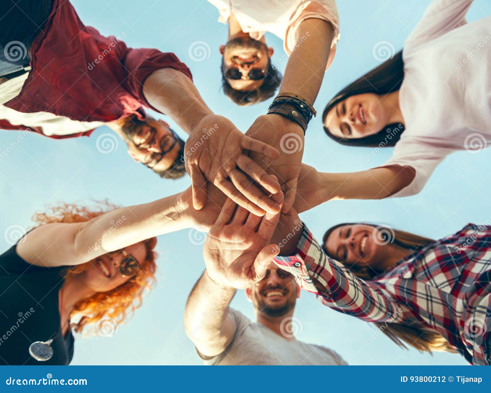 Group of Young People Standing in a Circle, Outdoors Stock Photo ...
