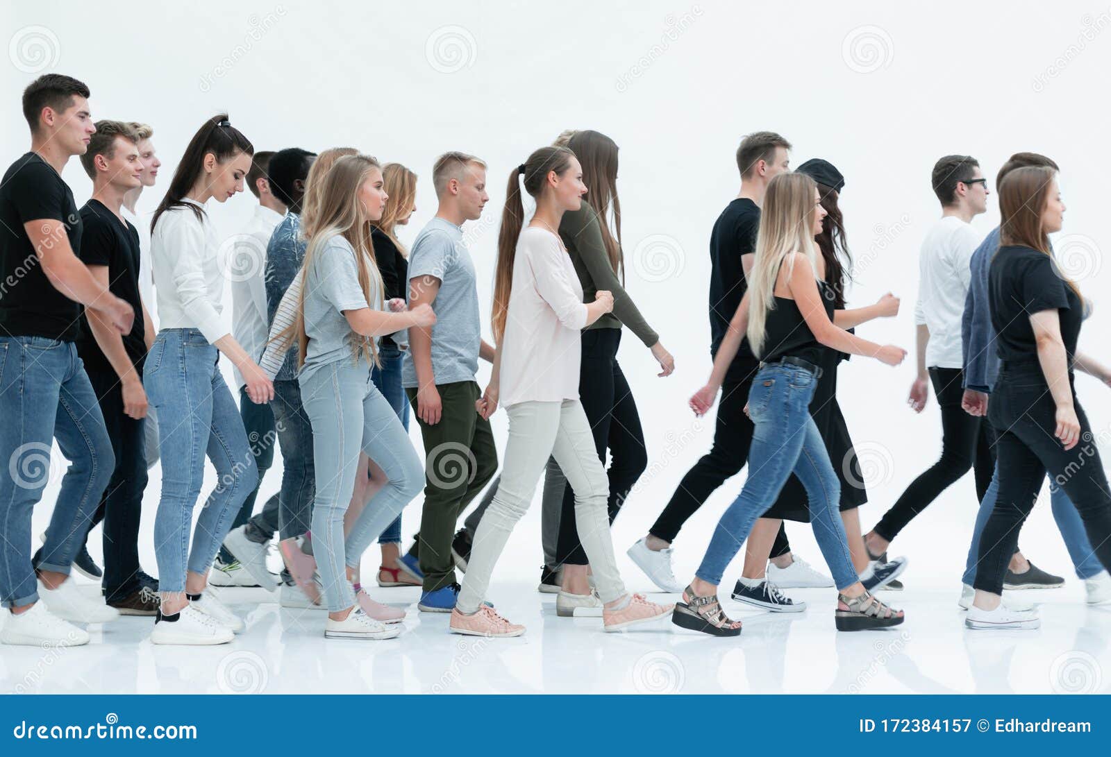 Group of Young People Striding Towards Their Goal. Stock Image - Image ...
