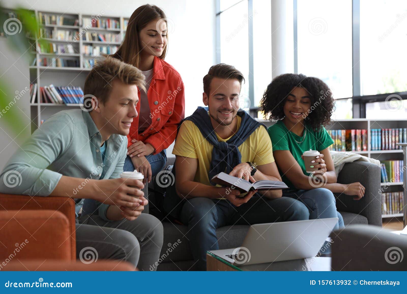 Group of Young People Studying at Table Stock Photo - Image of adult ...