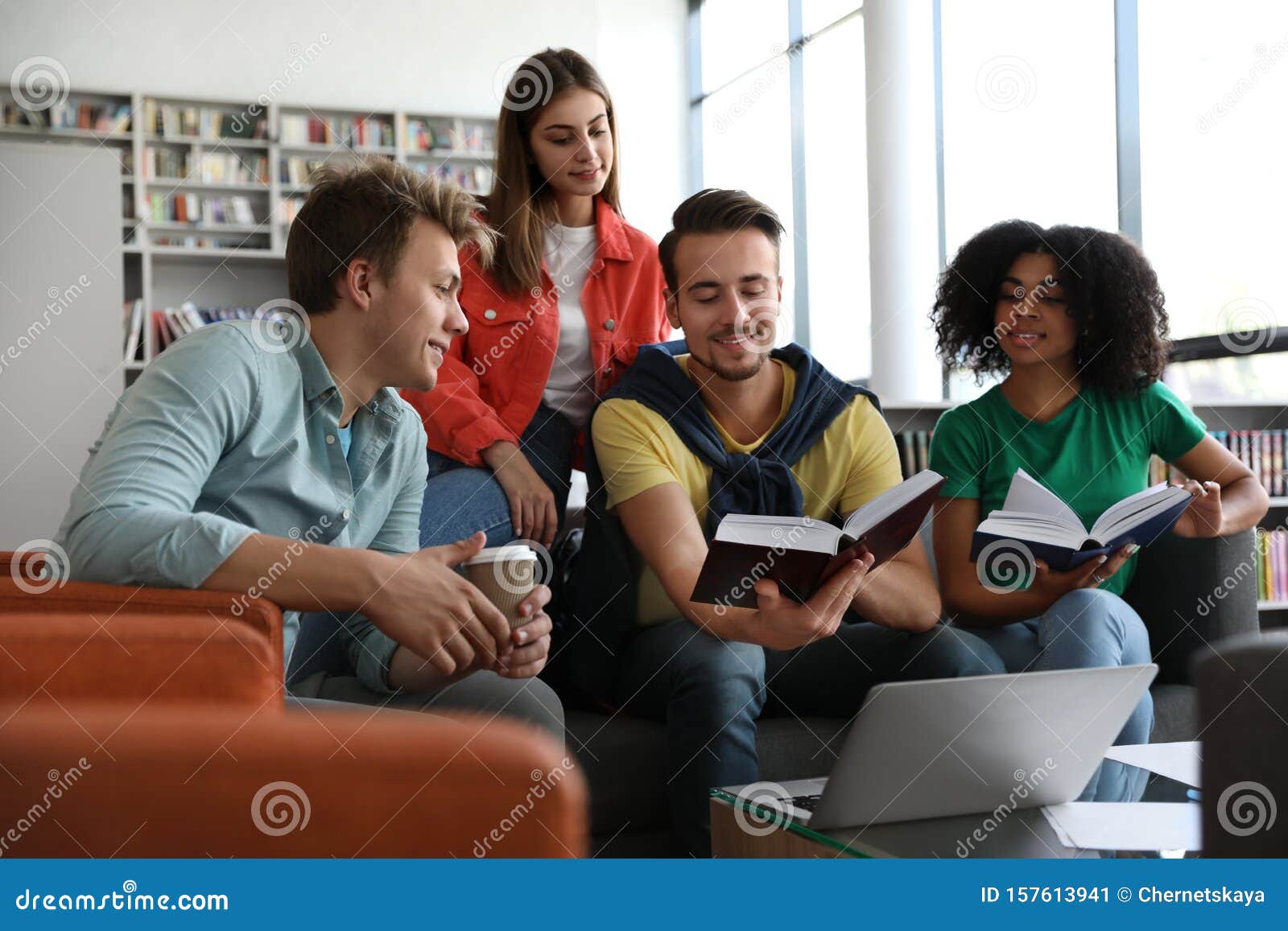 Group of Young People Studying at Table Stock Image - Image of project ...