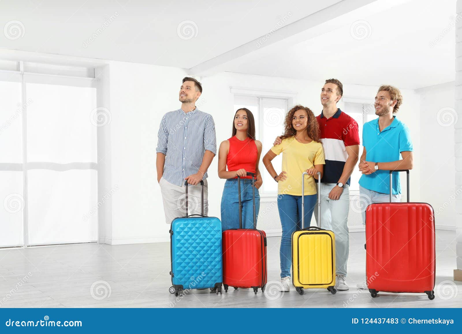 Group of Young People with Suitcases Stock Image - Image of packed ...
