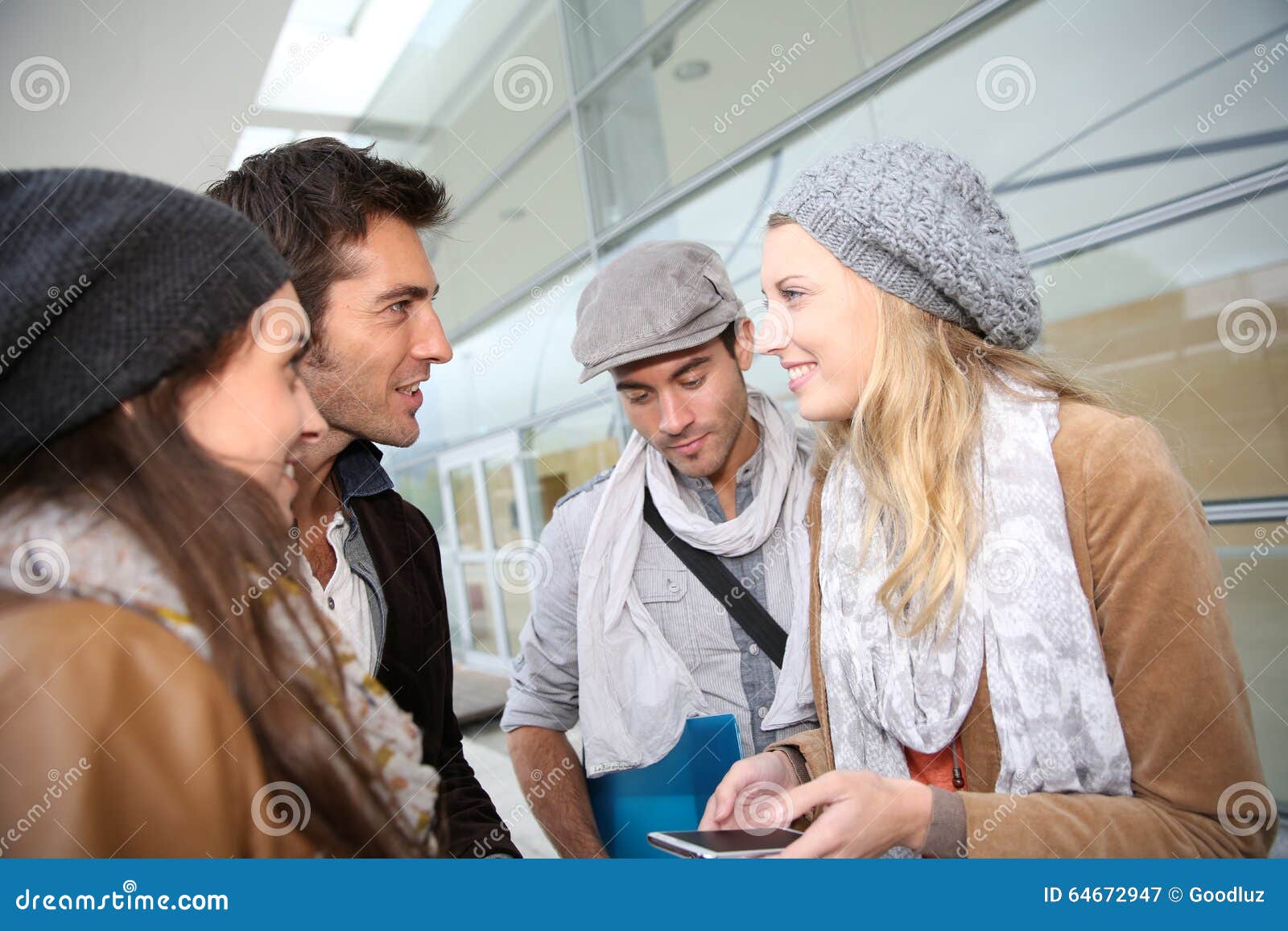 Group of Young People Talking in Campus Stock Image - Image of ...