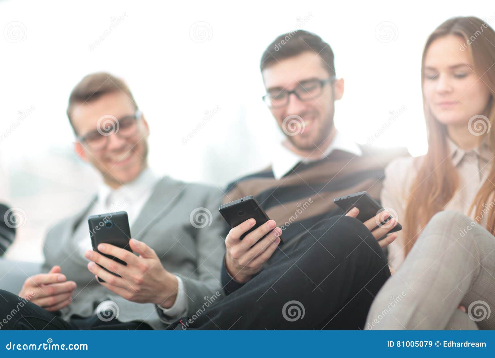 Group of Young People Use Their Phones Stock Image - Image of ...