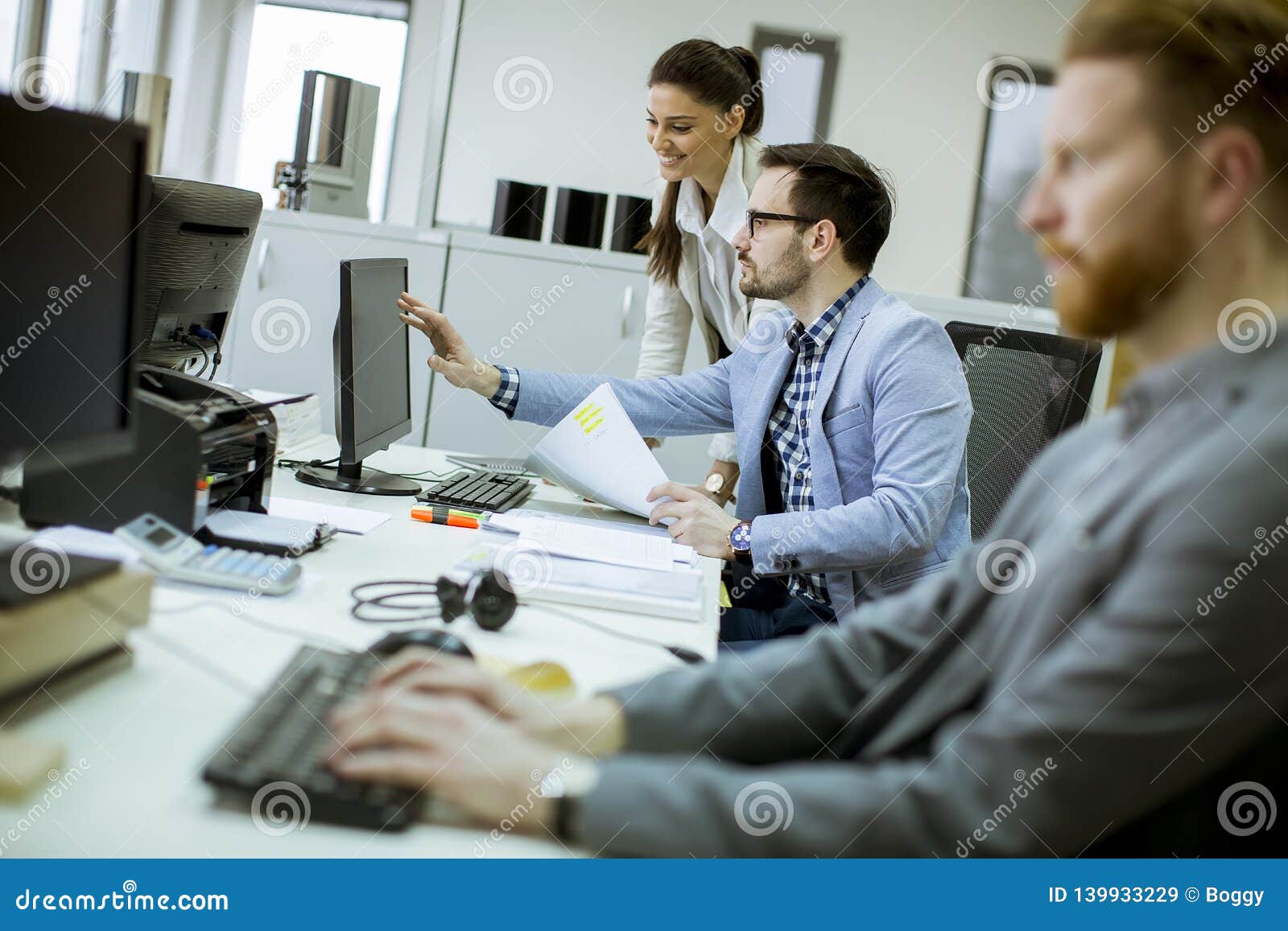 Young People Working in the Office Stock Image - Image of female ...