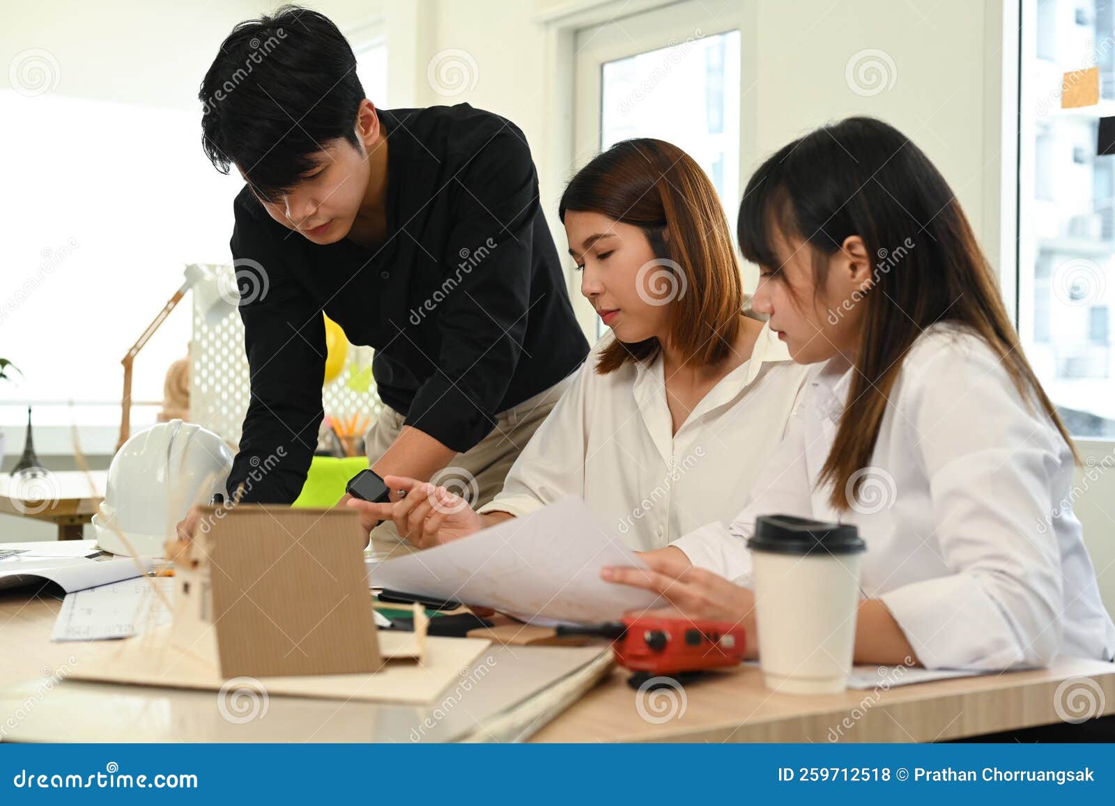 Group of Young People Working Together of Architectural Project ...