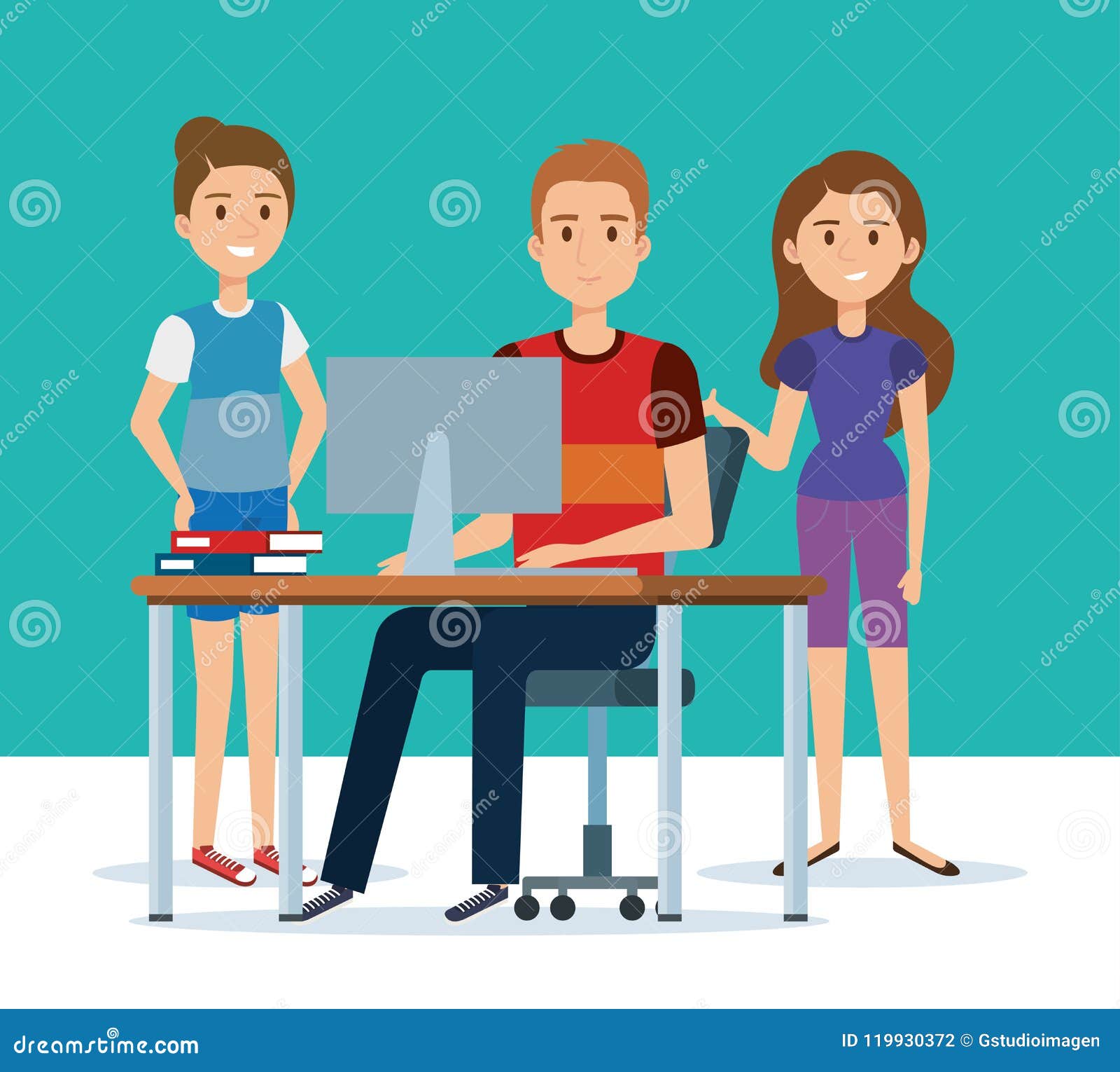 Group of Young People in the Workplace Avatars Stock Vector ...