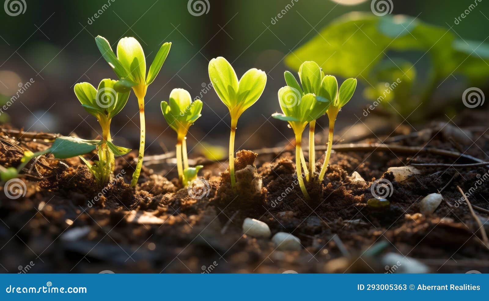 A Group of Young Plants Sprouting from the Ground Stock Illustration ...