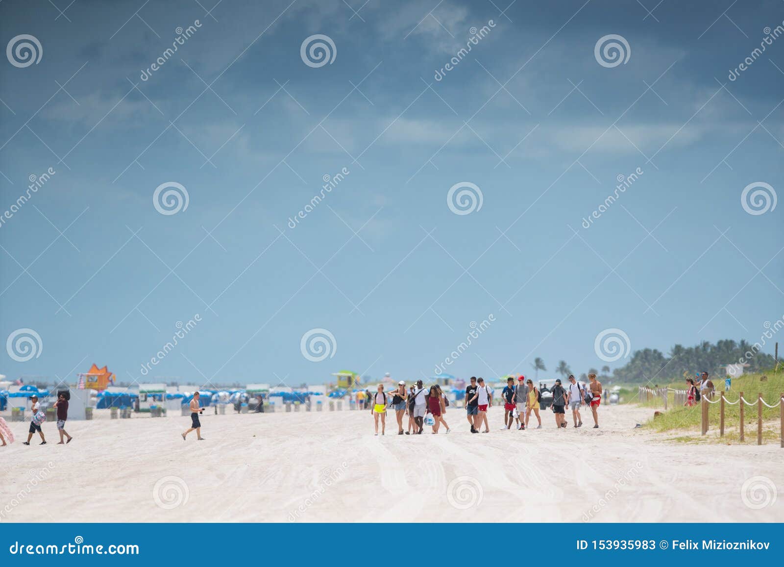 Group of Young People Walking on Miami Beach Summer 2019 Editorial ...