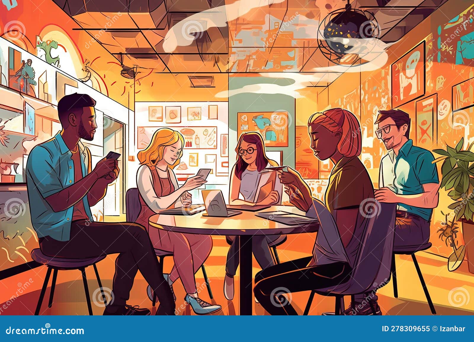 Group of Young Professionals Collaborating in a Modern Co - Working ...