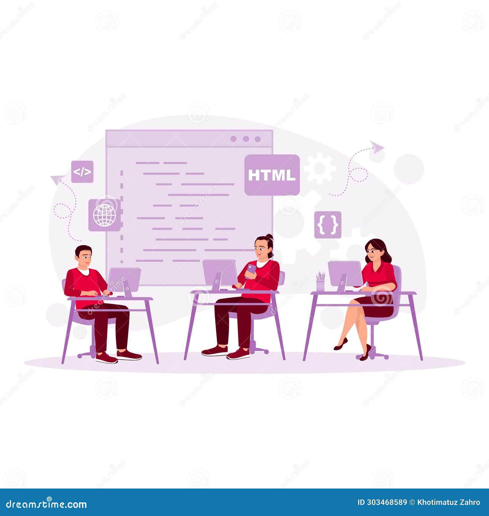 A Group of Young Programmers Sitting and Working Together on Computers ... A Group of Young Programmers Sitting and Working Together on Computers ...