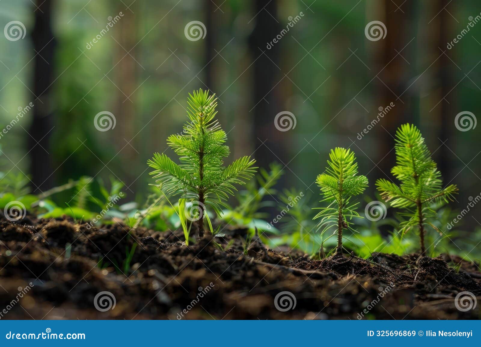 A Group of Young Saplings Clustered Together in a Dense Forest Setting ...