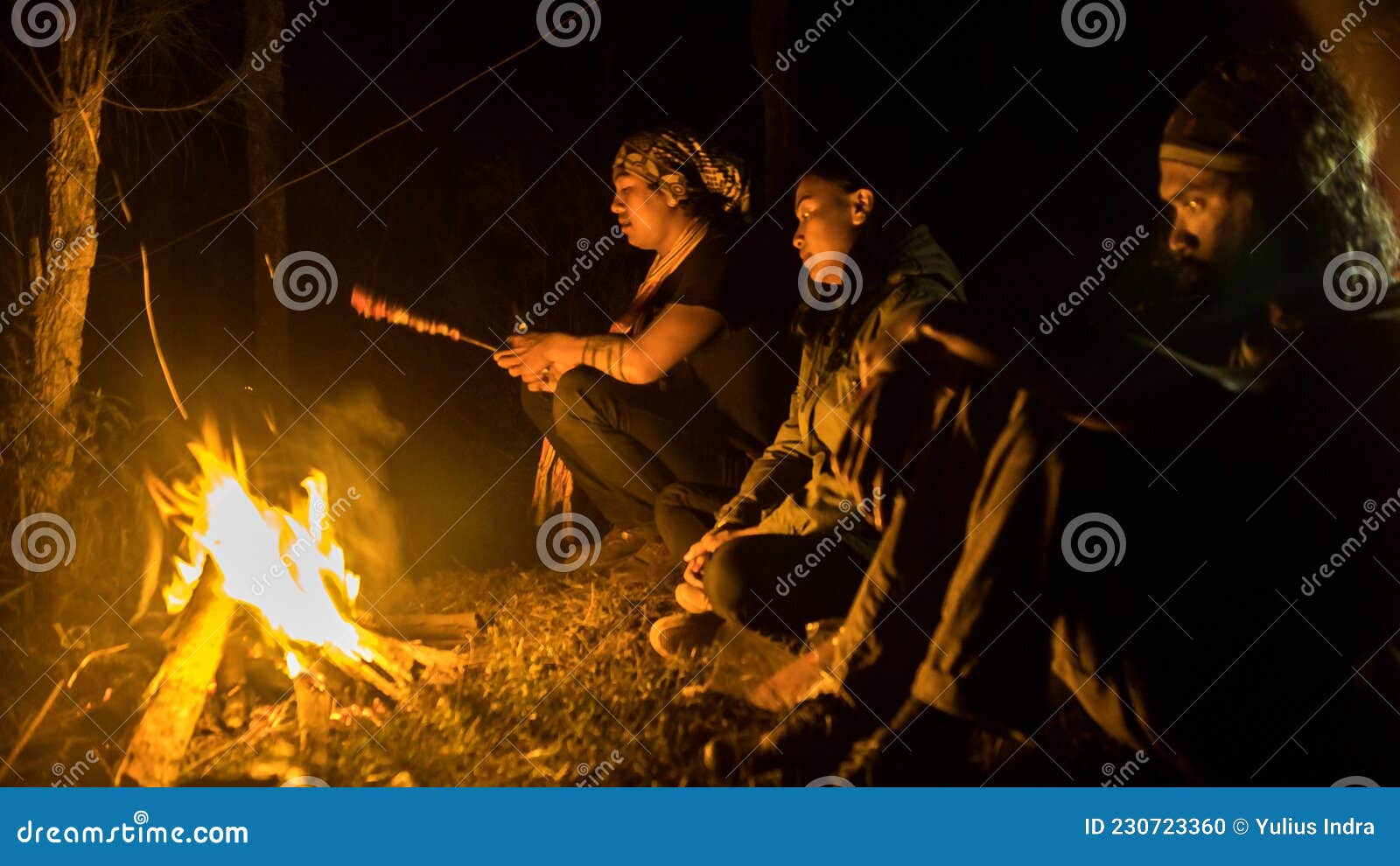 A Group of Young Sitting at Bright Bonfire Editorial Image - Image of ...