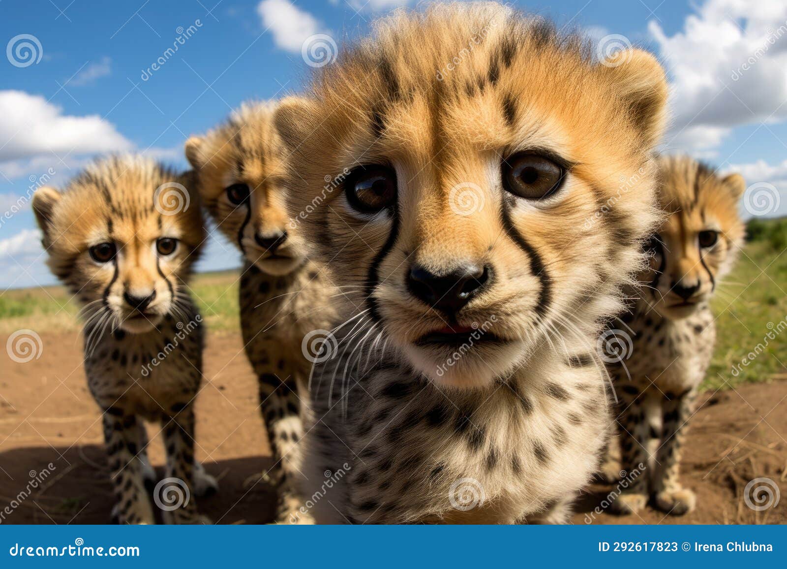 A Group of Young Small Teenage Cheetahs Stock Illustration ...