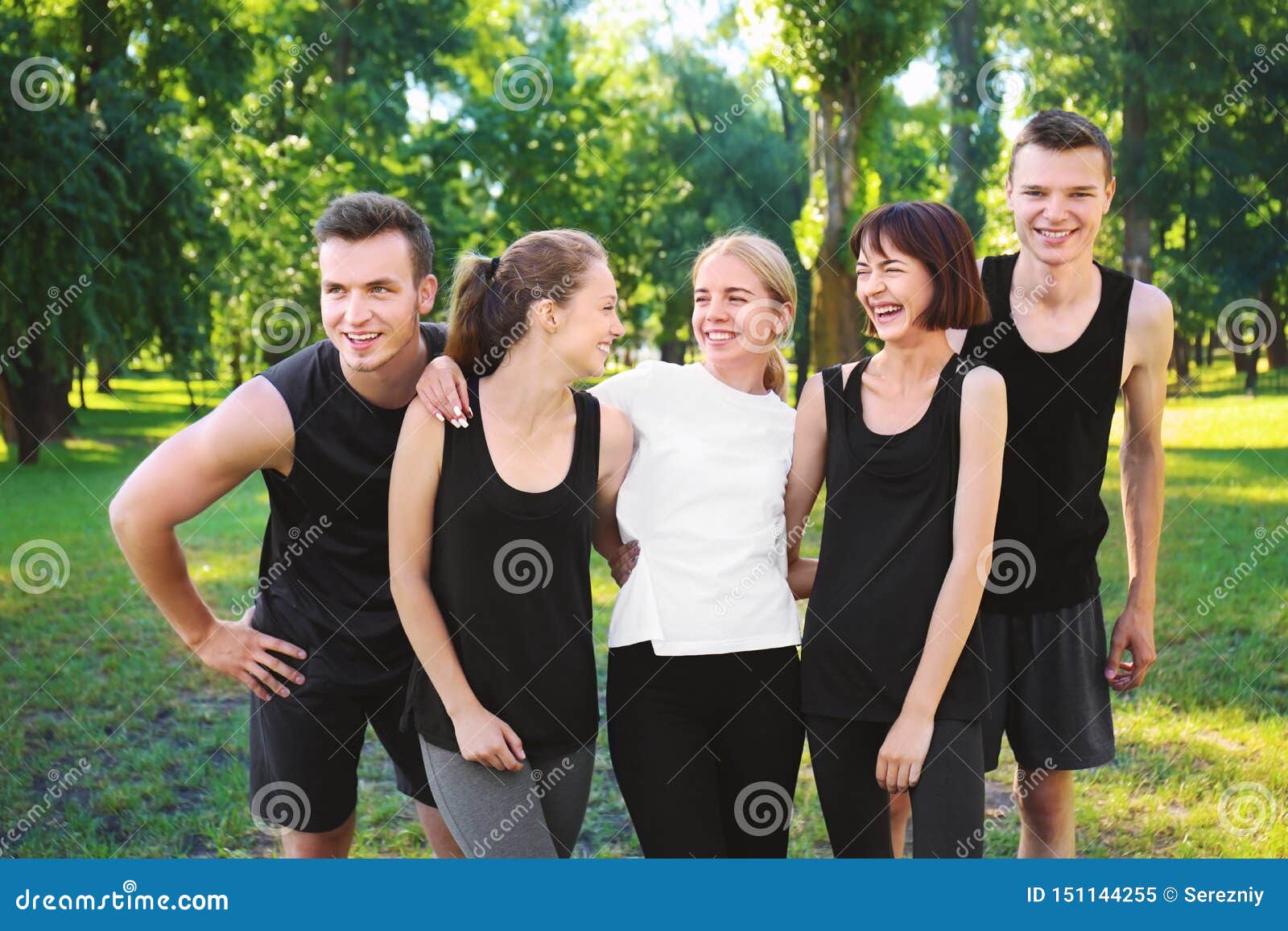 Group of Young Sporty People Outdoors Stock Image - Image of portrait ...