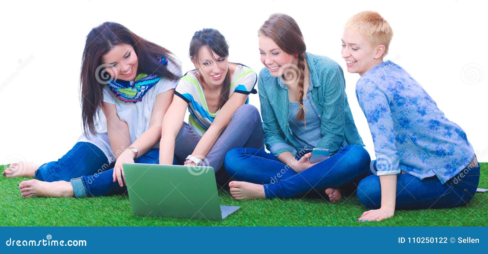 Group of Young Student Using Laptop Together Stock Photo - Image of ...