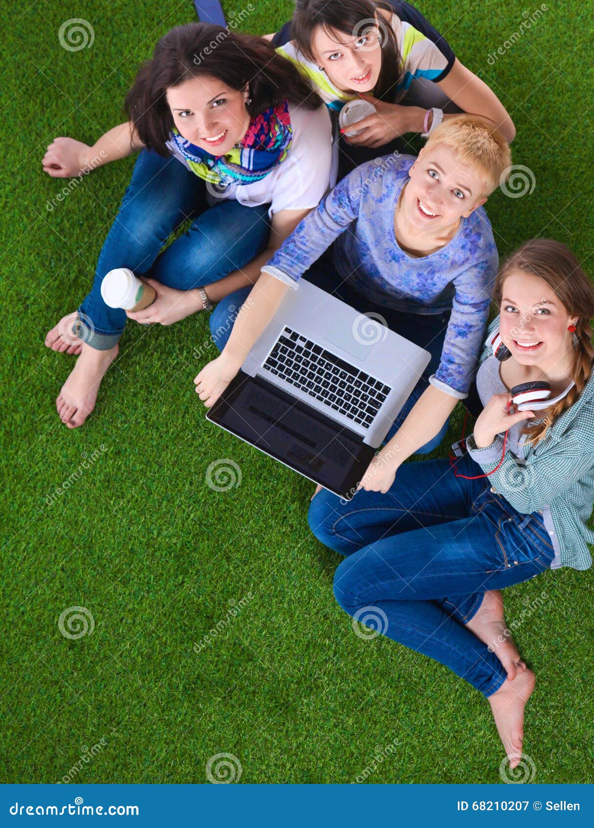 Group of Young Student Using Laptop Together Stock Image - Image of ...