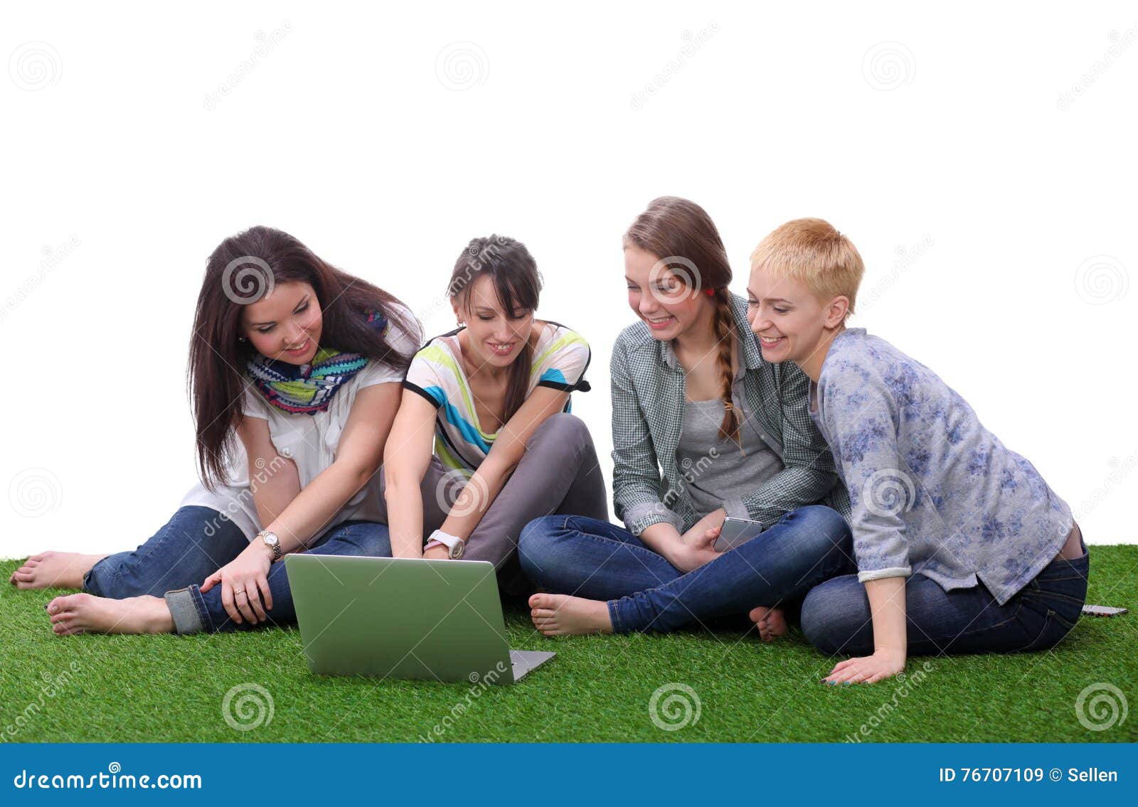 Group of Young Student Using Laptop Together Stock Image - Image of ...