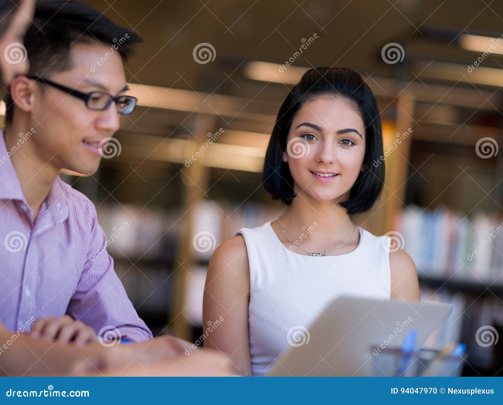 Group of Young Students at the Library Stock Photo - Image of indoors ...