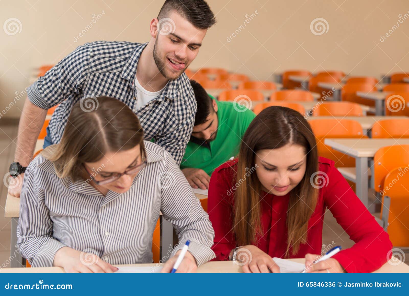 Group of Young Students Study One is Cheating Stock Photo - Image of ...