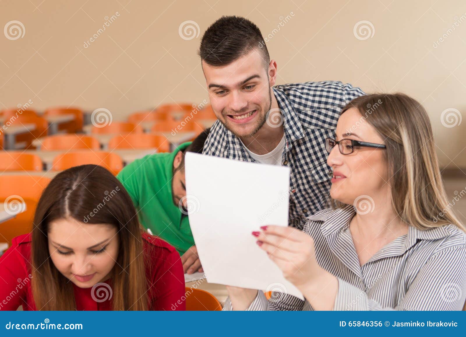 Group of Young Students Study One is Cheating Stock Photo - Image of ...